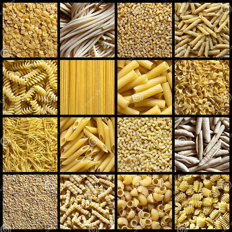 Italian pasta collage stock photo. Image of culinary - 13830074