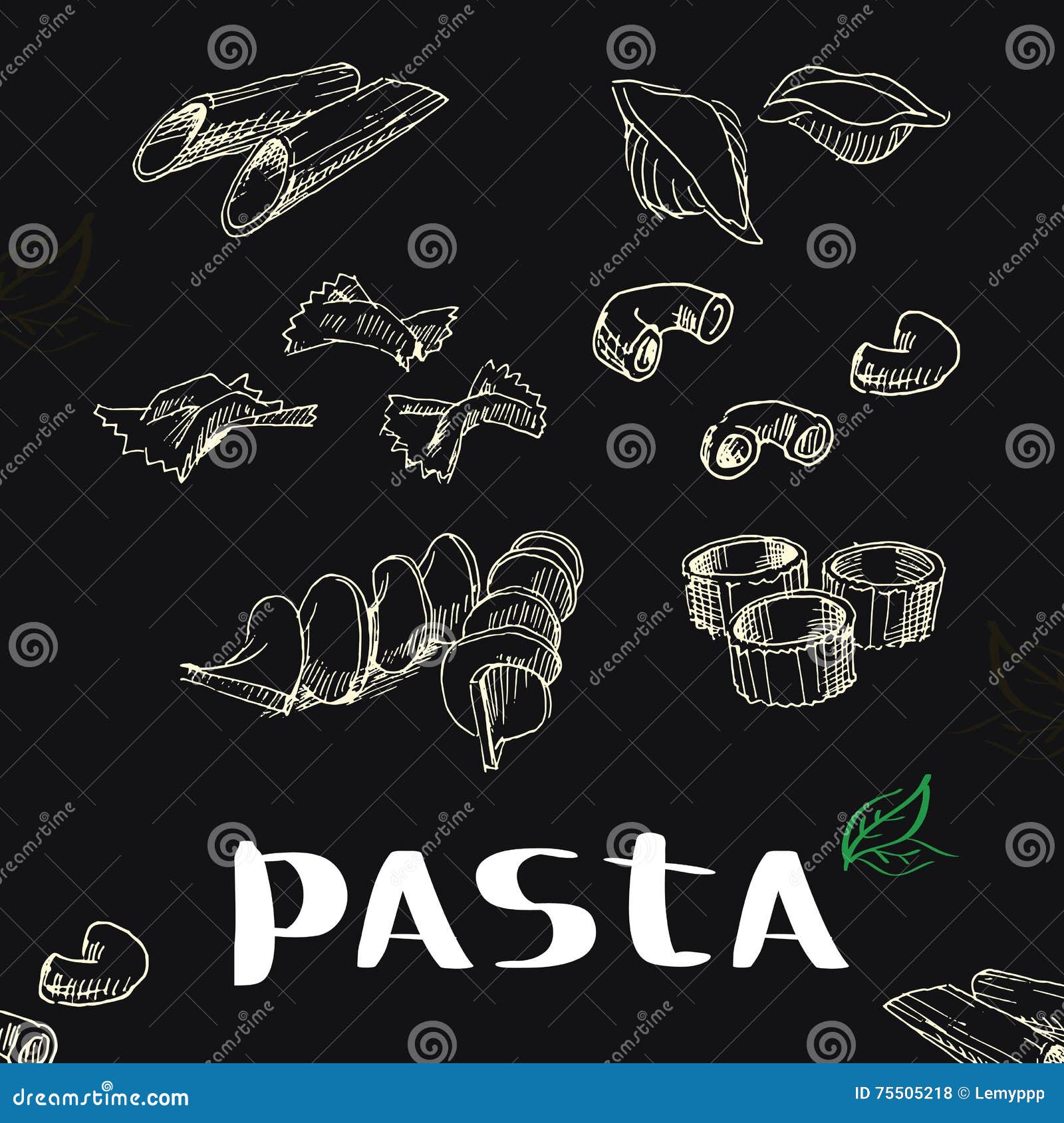 Italian pasta stock illustration. Illustration of drawn - 75505218