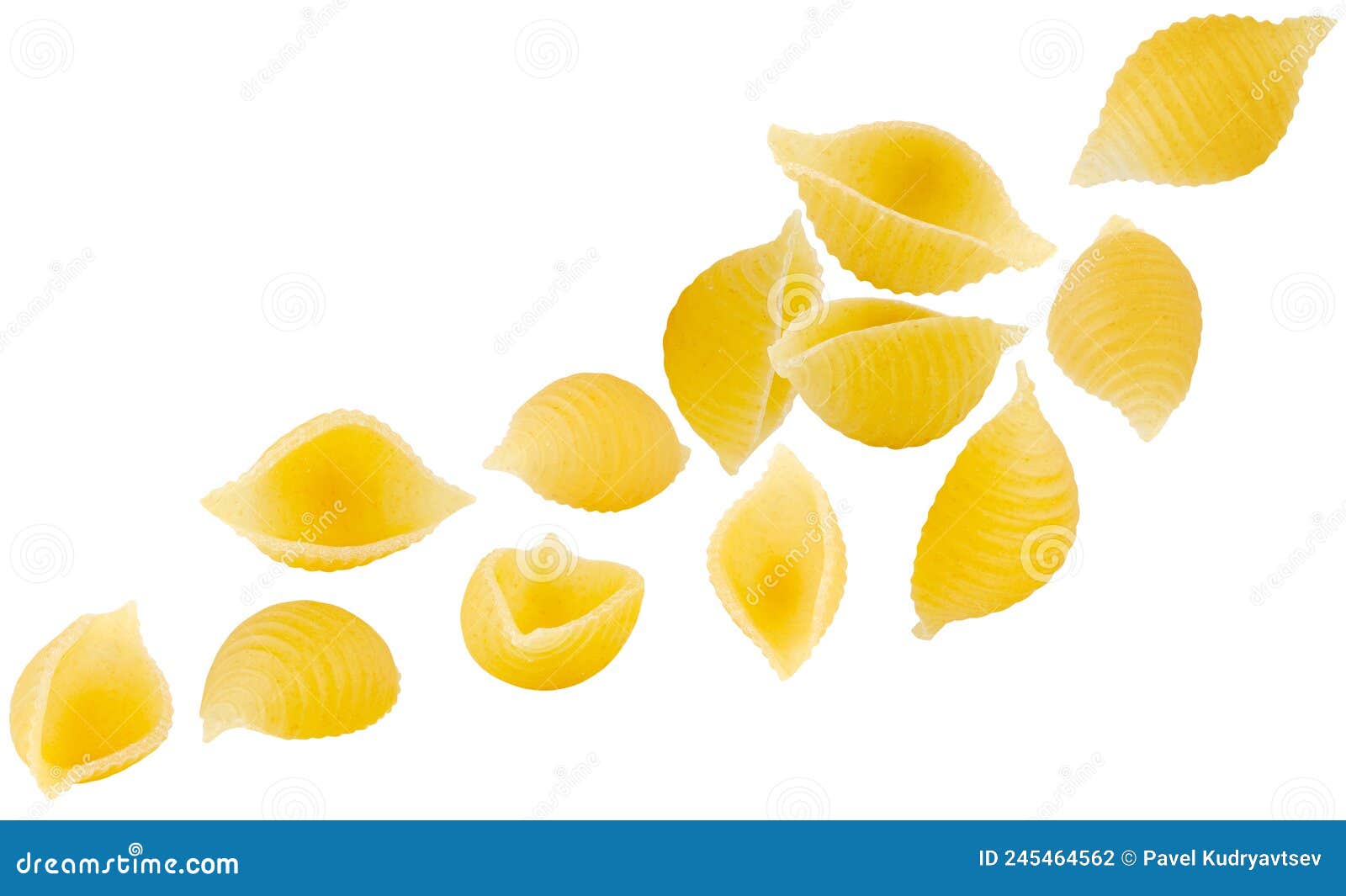 Italian Pasta Penne Rigate Shell Shape Flying in Space Isolated on ...