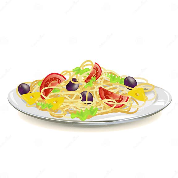 Italian pasta on a plate stock vector. Illustration of spaghetti - 41604112