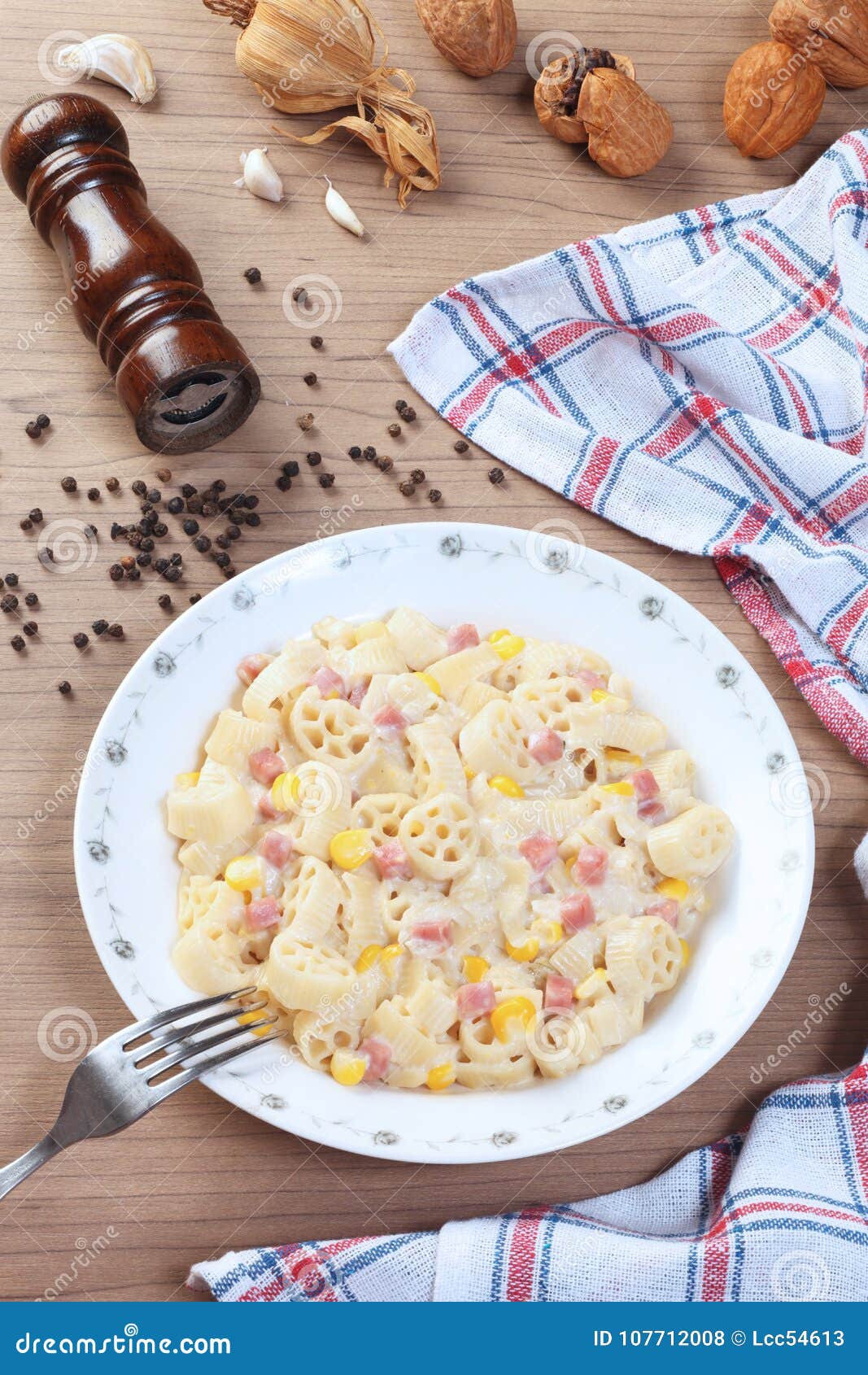Italian pasta rotelle stock photo. Image of circle, fork - 107712008