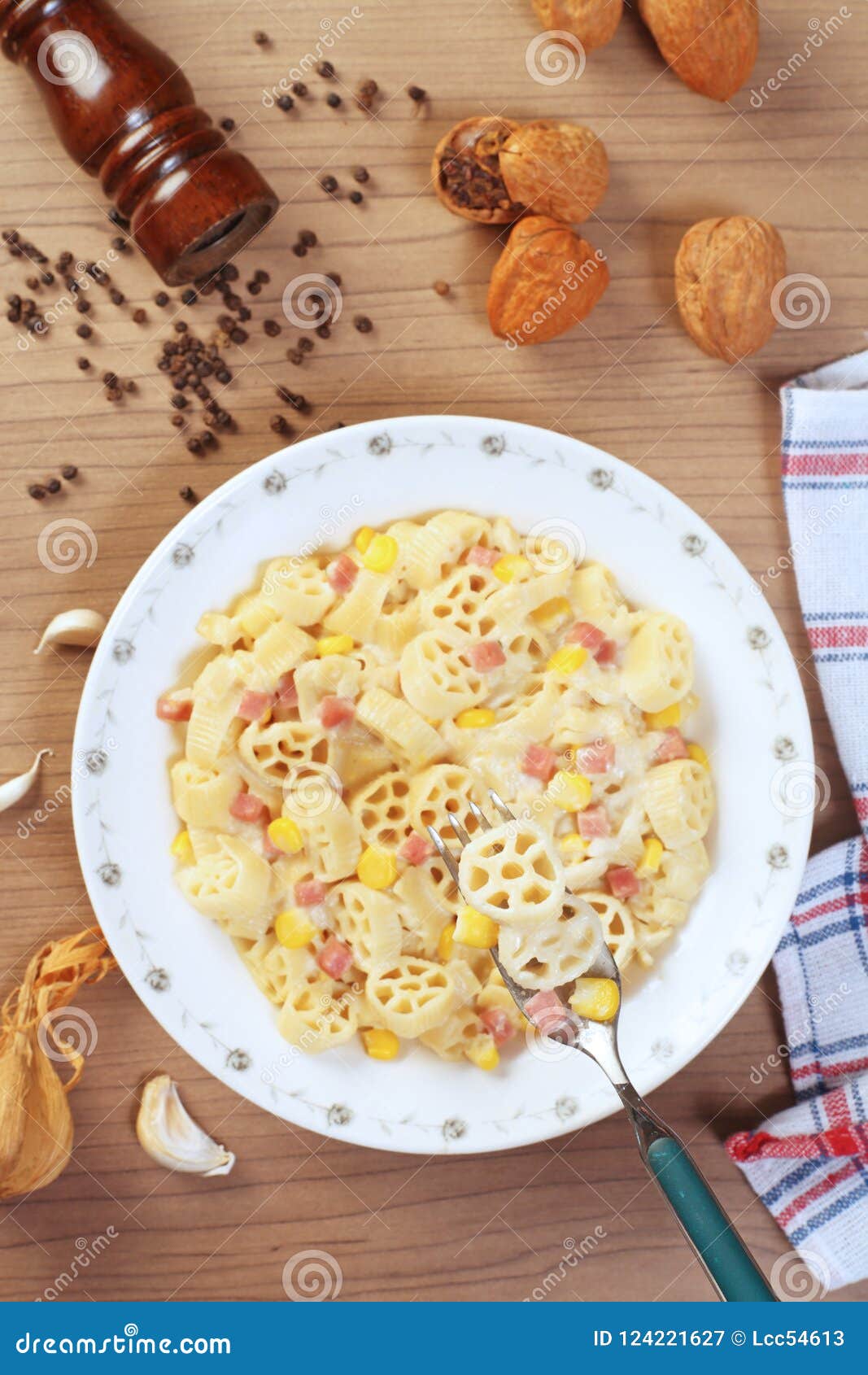 Italian pasta rotelle stock image. Image of dinner, corn - 124221627