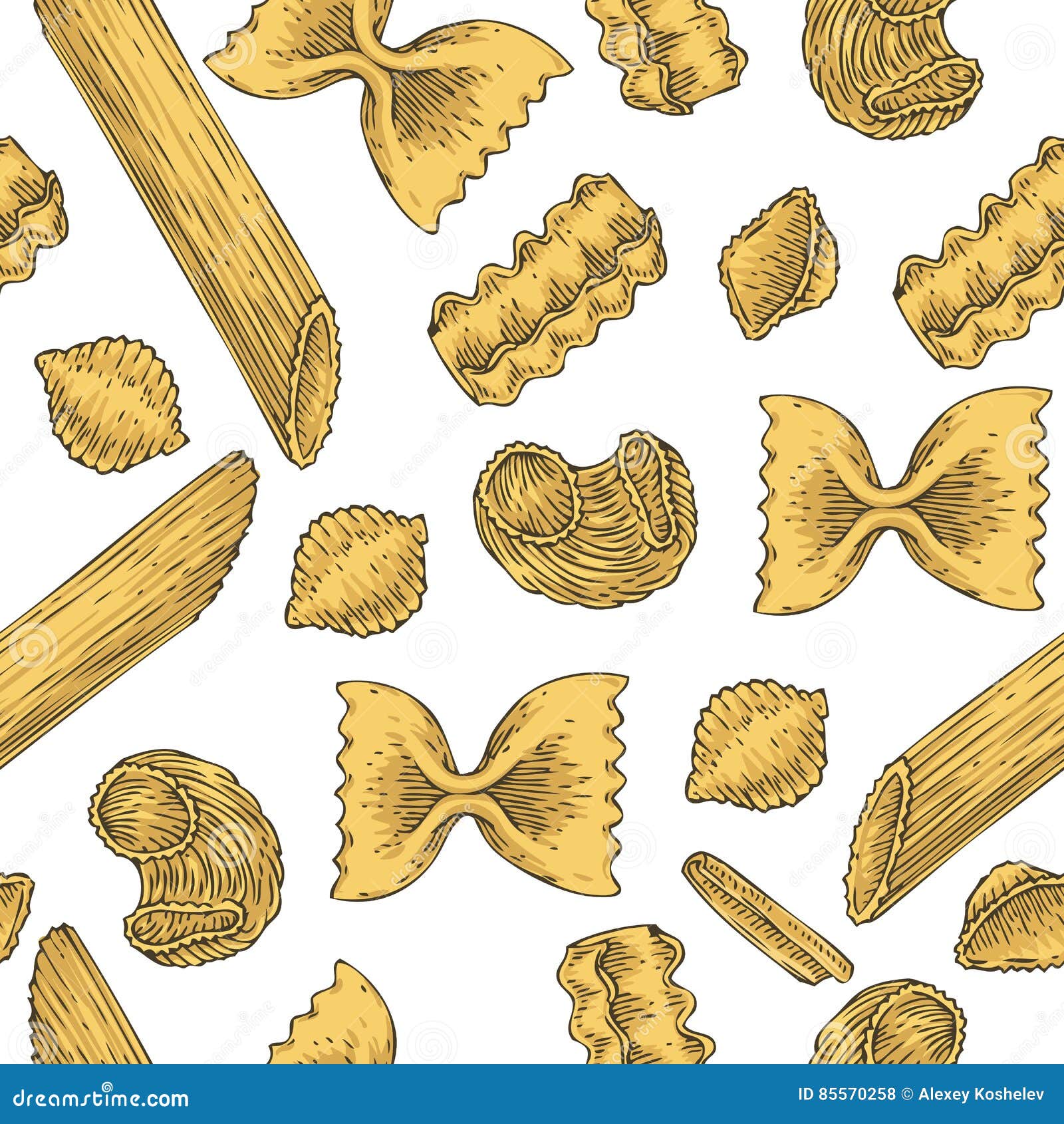 Italian Pasta. Seamless Vector Pattern Stock Illustration ...