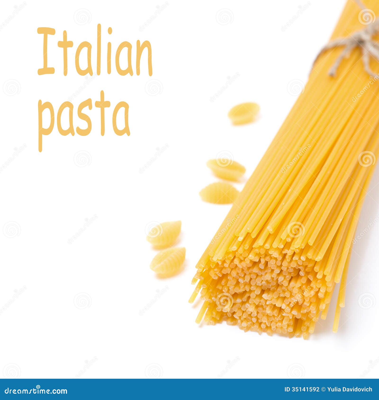 Italian Pasta - Spaghetti and Shells, Isolated Stock Photo - Image of ...