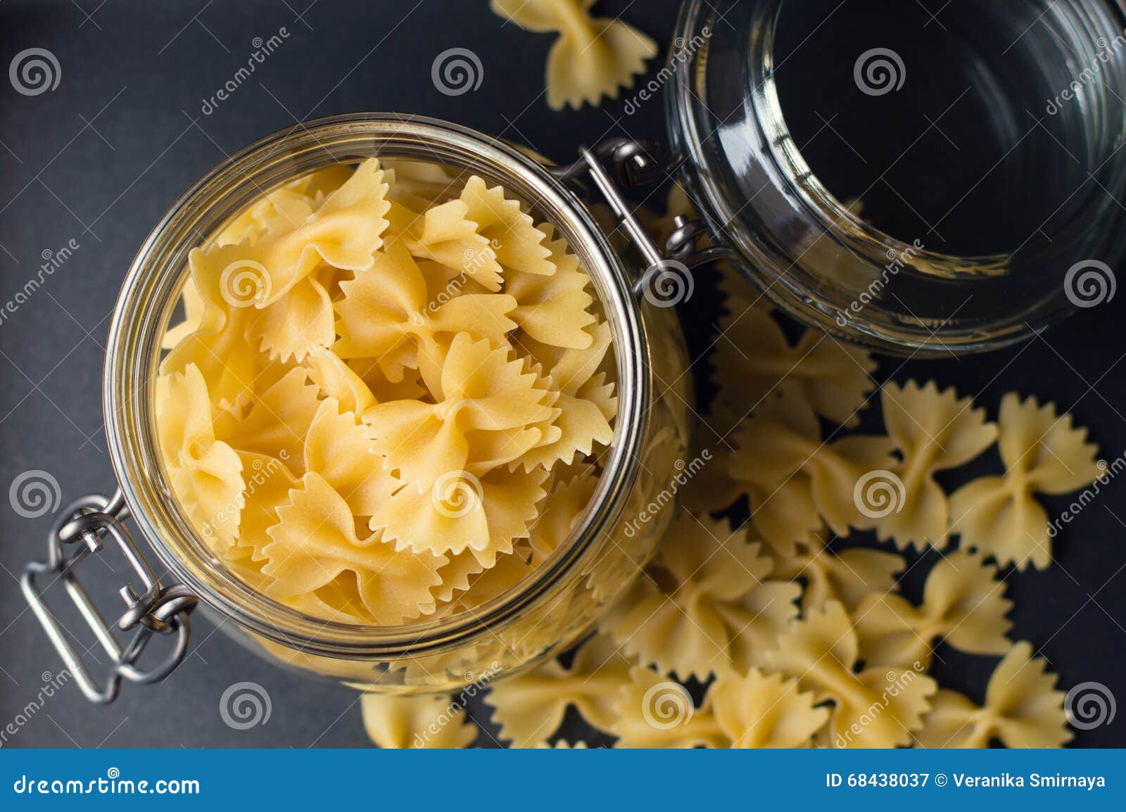 Italian Pasta Stored in a Glass Container Stock Image - Image of macro ...