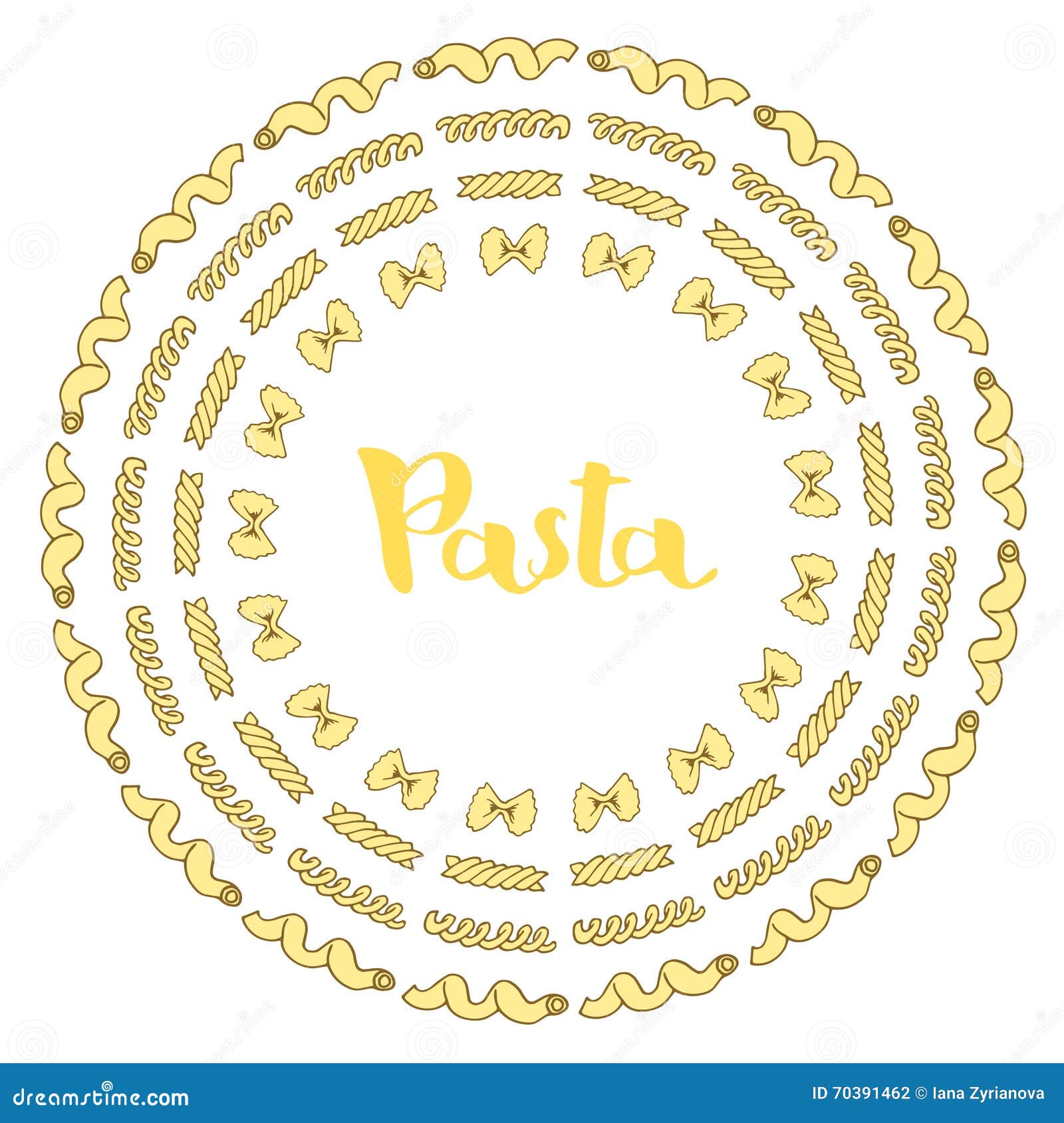 Italian Pasta With Additions Design Template. Hand Drawn Vector Food ...