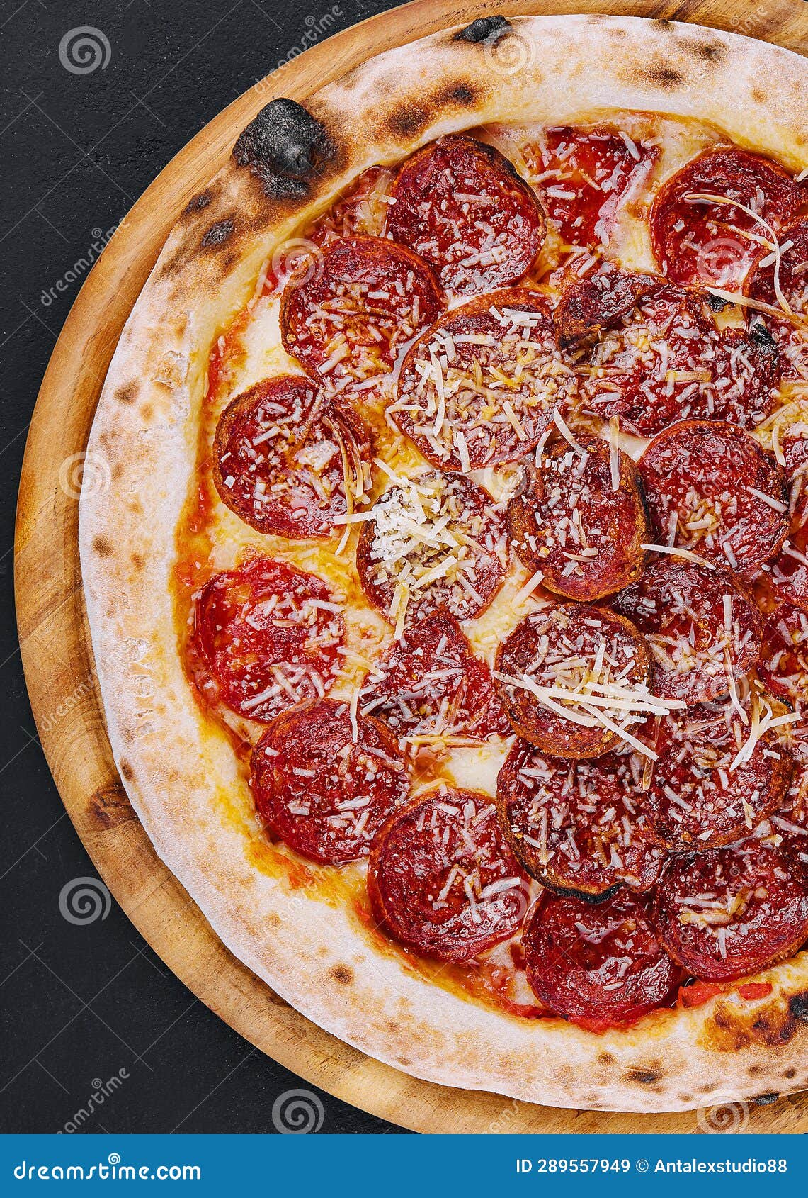 Italian Pepperoni Pizza on Top View Stock Image - Image of meat ...
