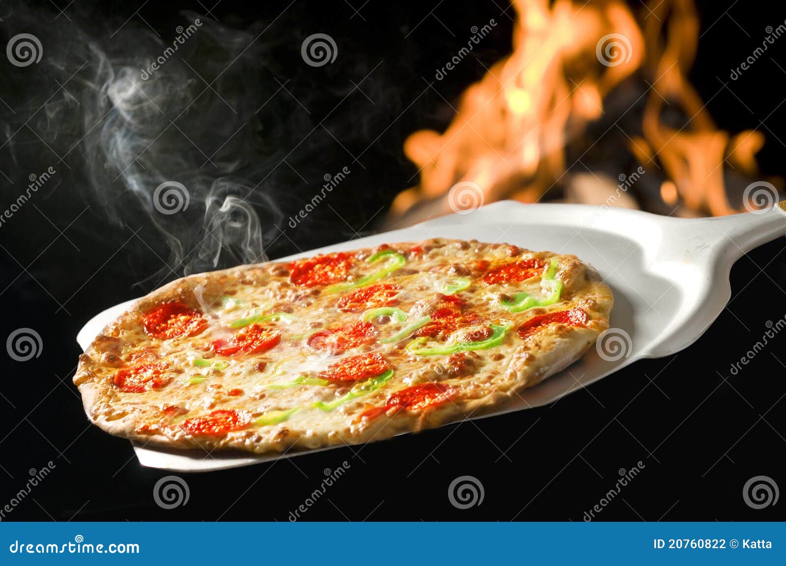 Italian Pizza Baked in Fire Oven Stock Photo - Image of restaurant ...