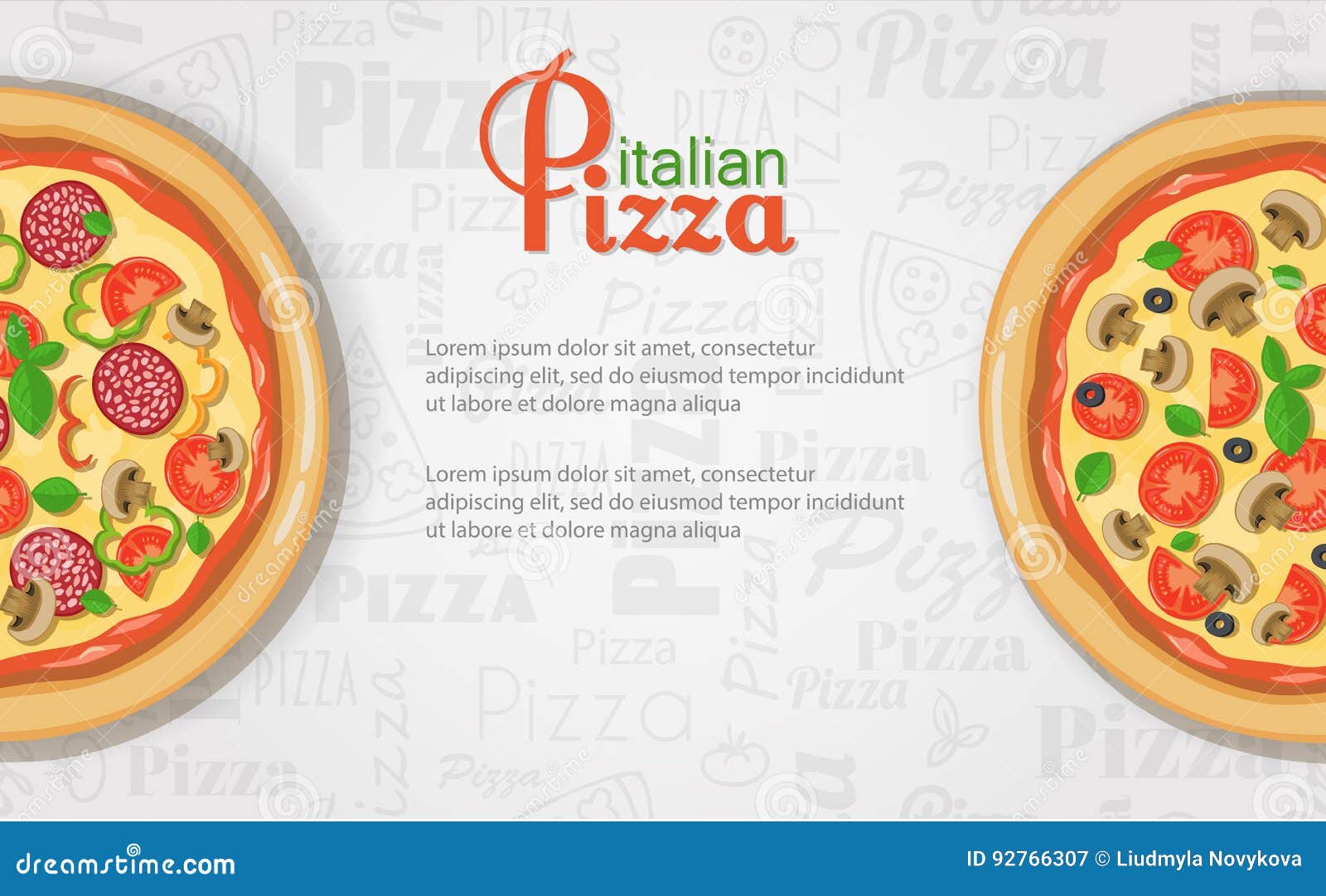 Italian Pizza Banner with Place for Text Stock Vector - Illustration of ...