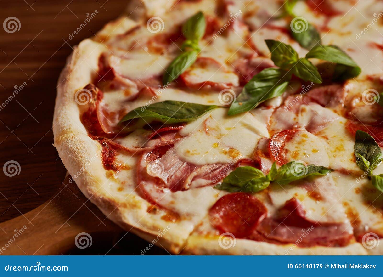 Italian Pizza with Beacon stock image. Image of slice - 66148179