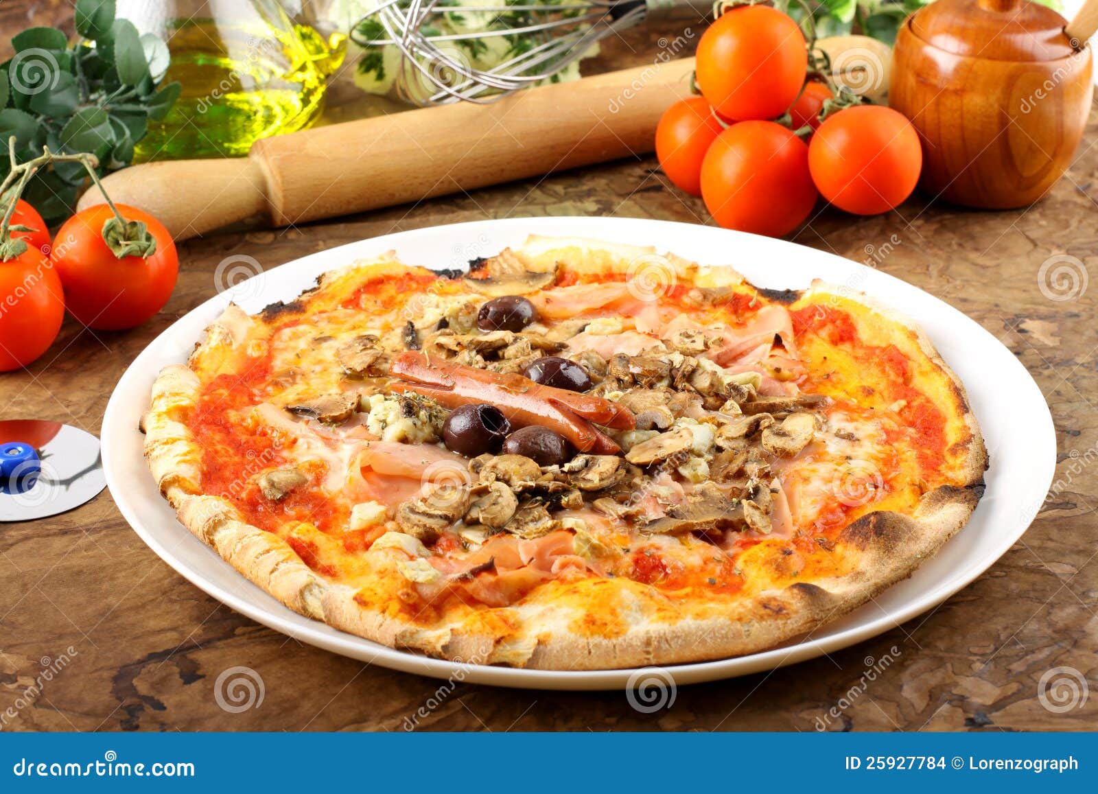 Italian Pizza Capricciosa stock photo. Image of fast - 25927784