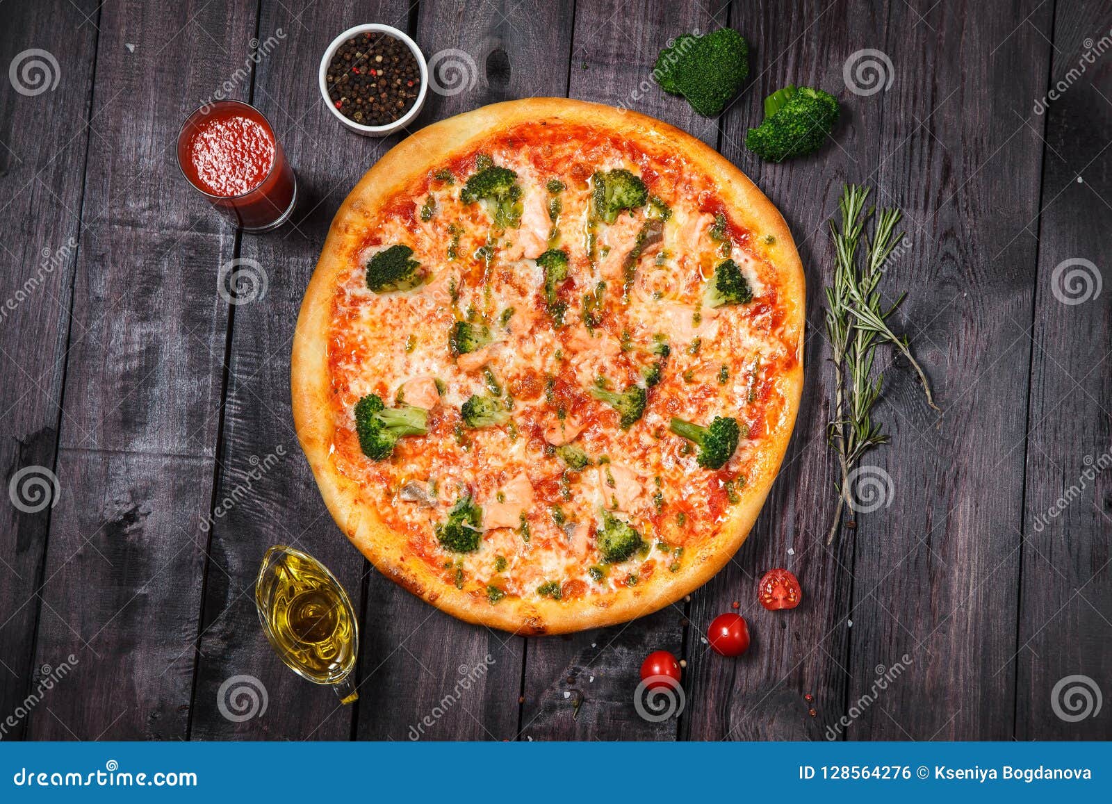 Italian pizza with cheese stock photo. Image of pepper - 128564276