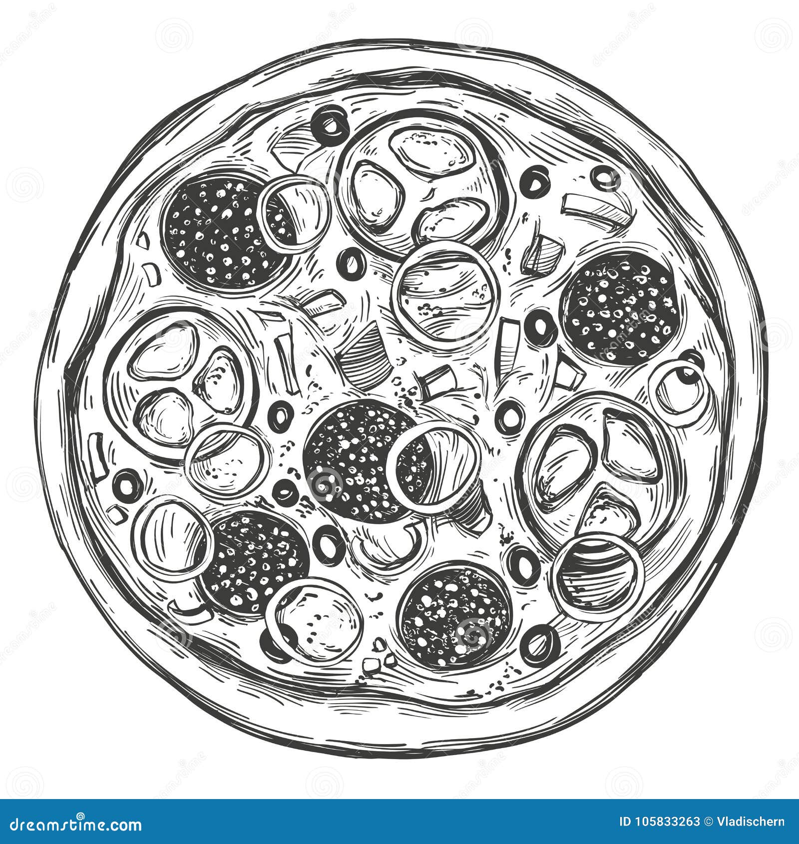 Italian Pizza, Pizza Design Template Hand Drawn Vector Stock Vector ...