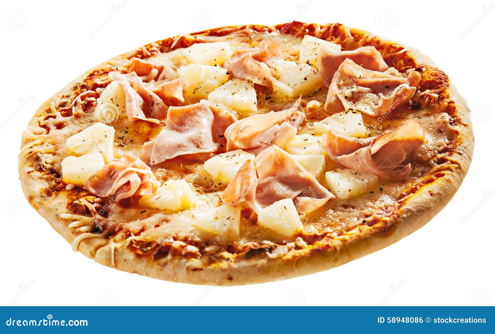 Italian Pizza with Ham and Pineapple Stock Photo - Image of isolated ...