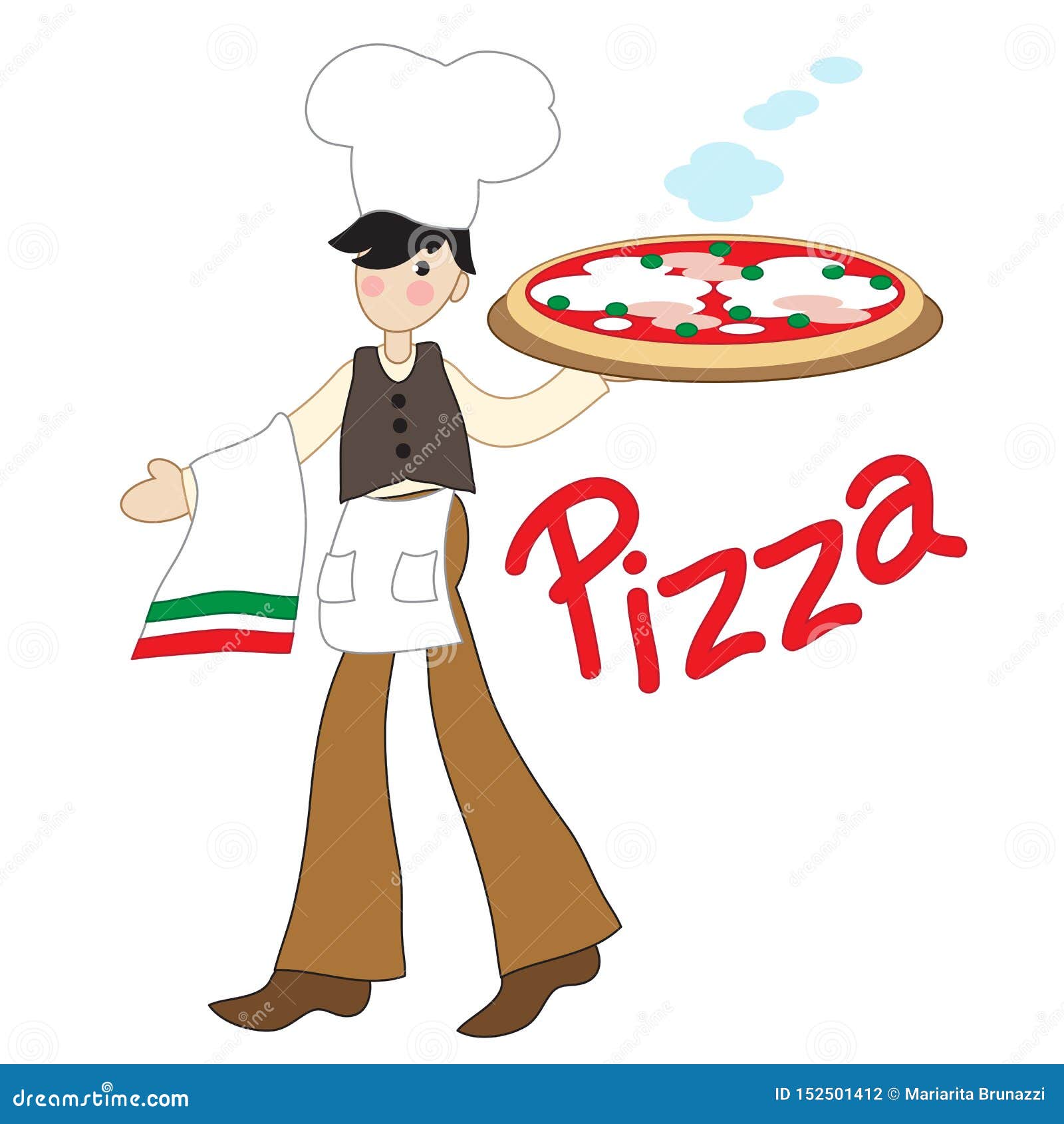 Italian Pizza Maker with Great Pizza Stock Vector - Illustration of ...