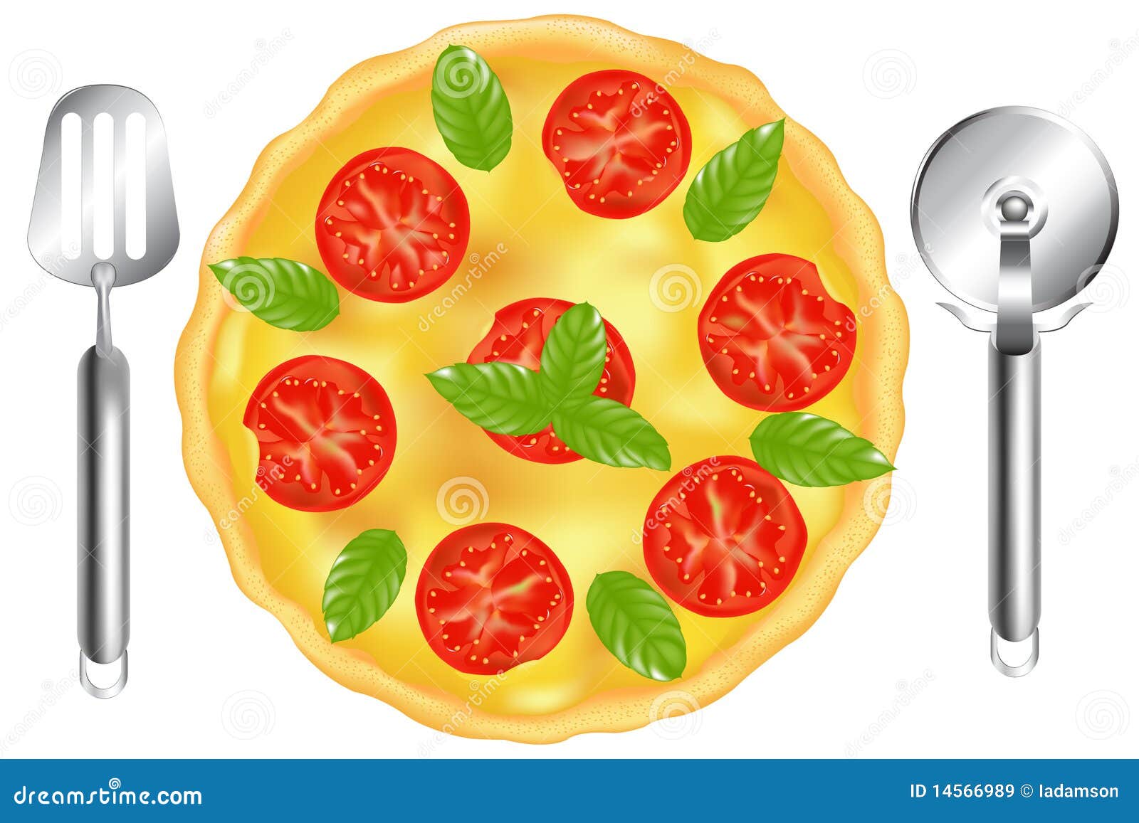 Italian Pizza with Pizza Spatula. Vector Stock Vector - Illustration of ...