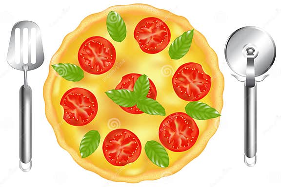 Italian Pizza with Pizza Spatula. Vector Stock Vector - Illustration of ...