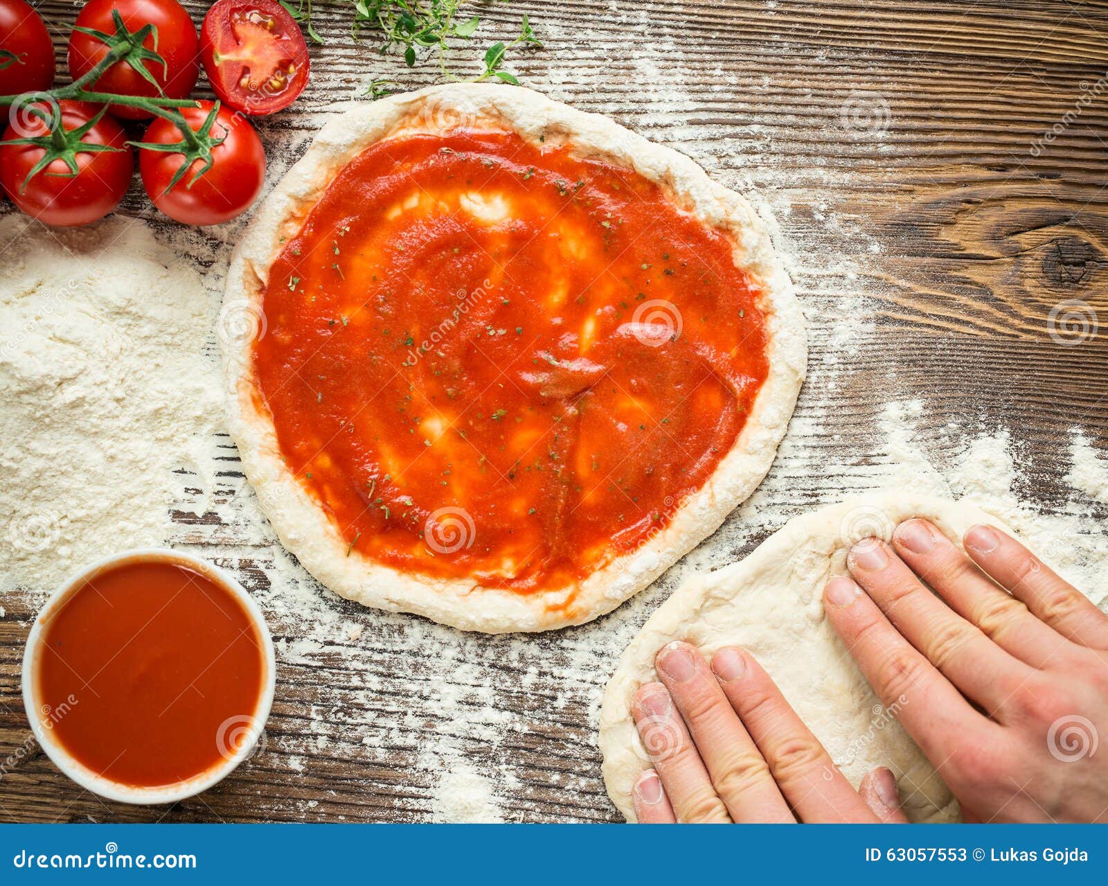 Italian pizza preparation. stock image. Image of italian - 63057553