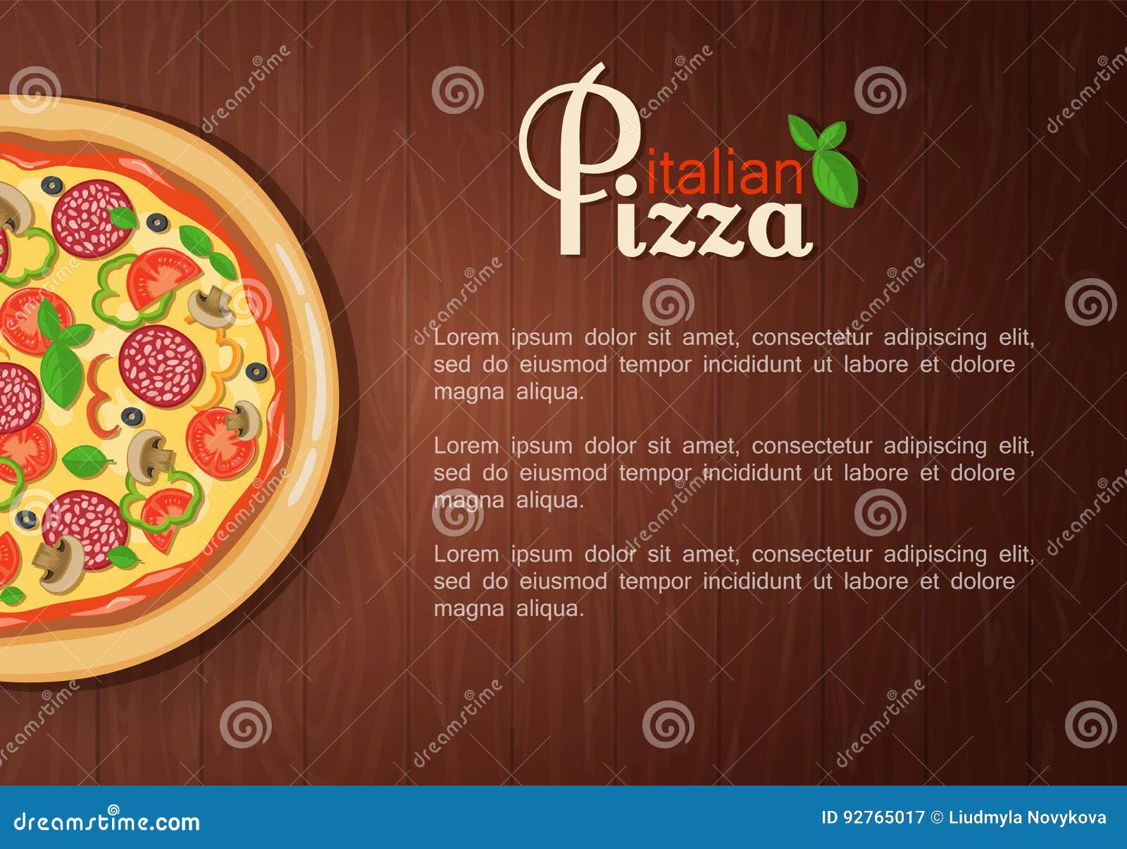 Italian Pizza Recipe with Elements Stock Vector - Illustration of ...
