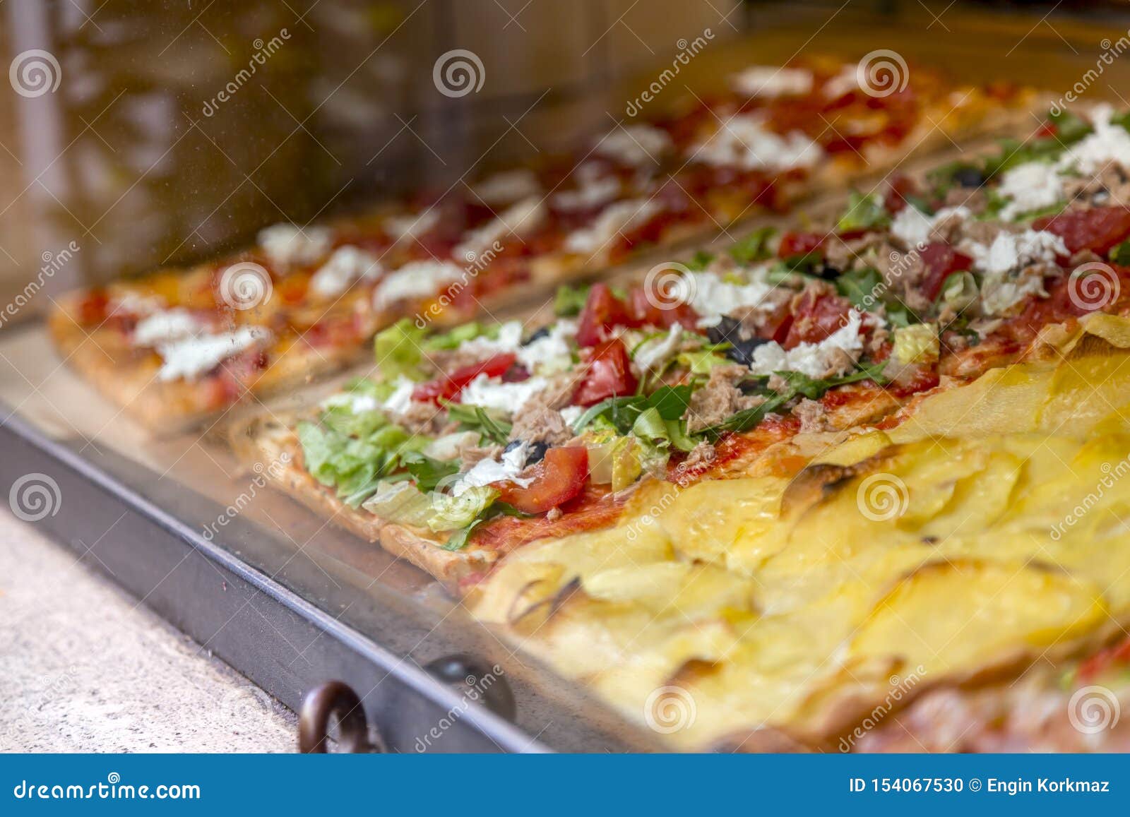 Italian Pizza In A Restaurant Display Window In Rome Royalty-Free Stock ...