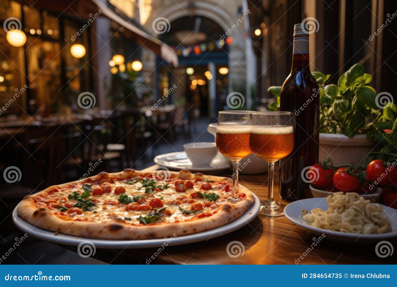 Italian Pizza in Italian Restaurant. Generative AI Stock Illustration ...