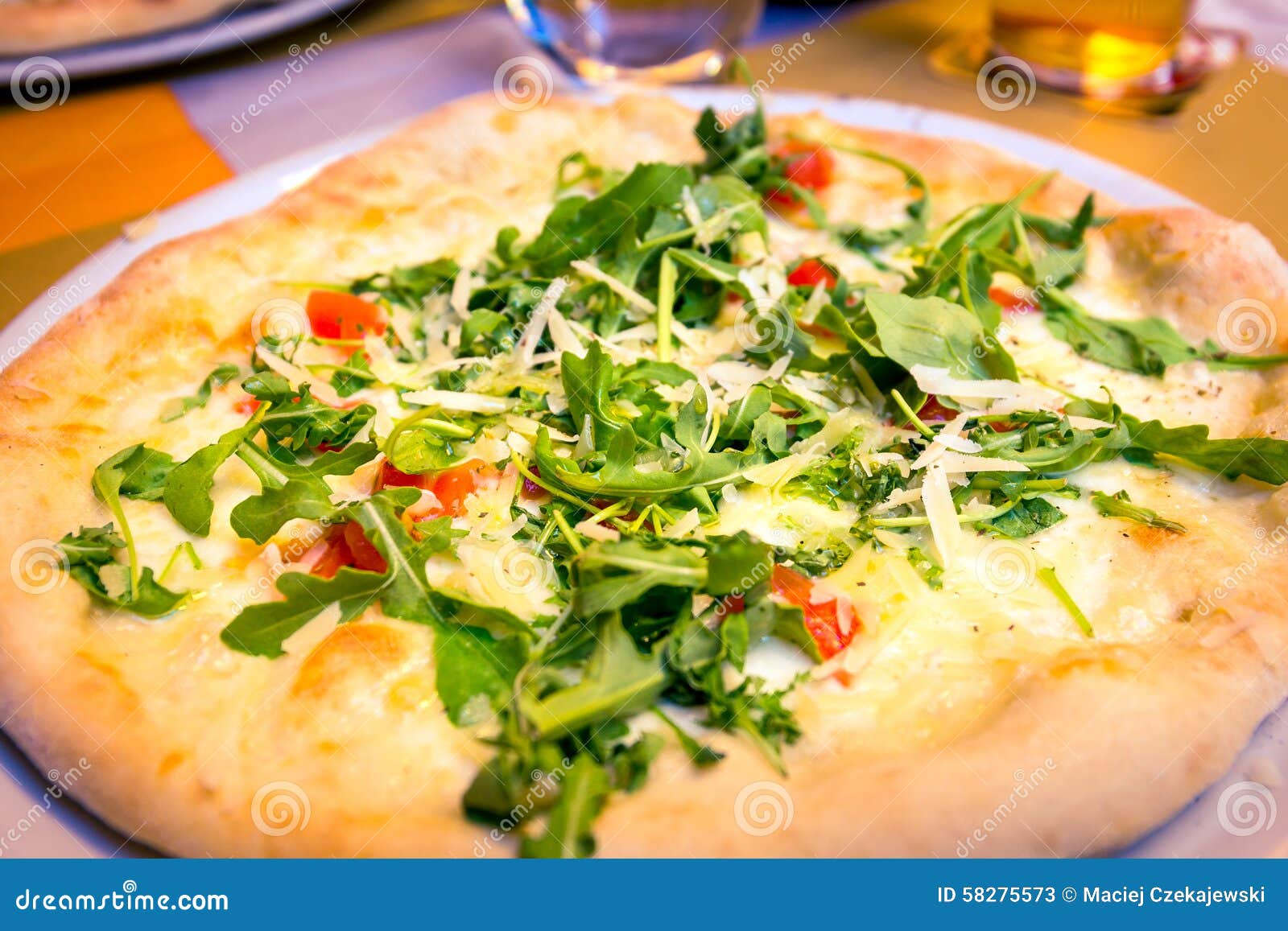 Italian pizza with rucola stock image. Image of ingredients - 58275573