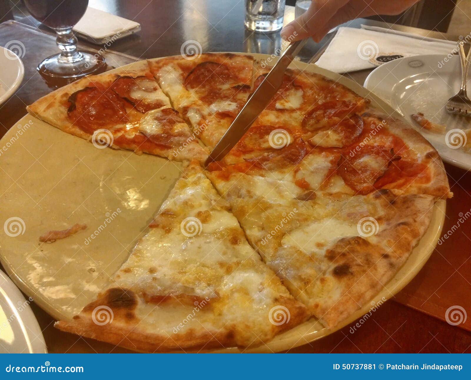 Italian pizza stock image. Image of lunch, food, tomato - 50737881