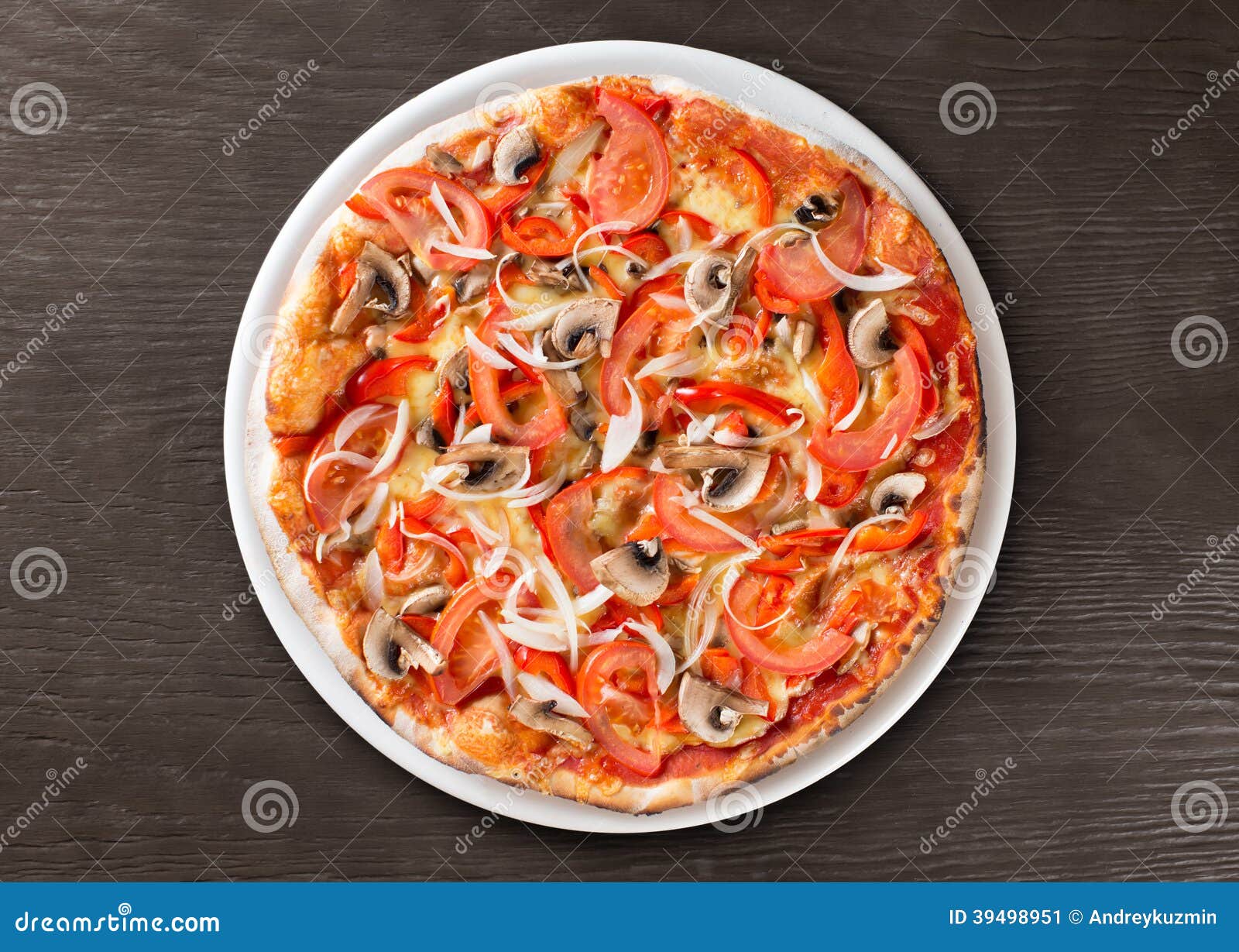 Italian Pizza Top View on Table Stock Image - Image of meal, onion ...