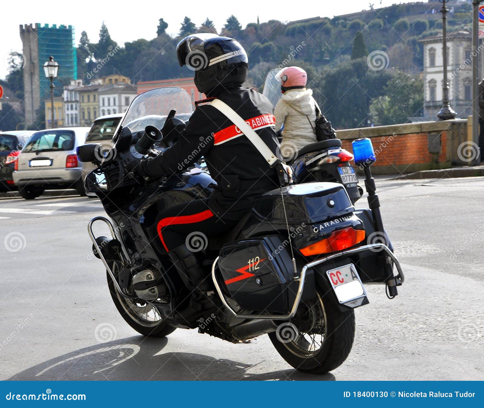 Italian Policeman on a Police Motorcycle on the Streets of Italy ...
