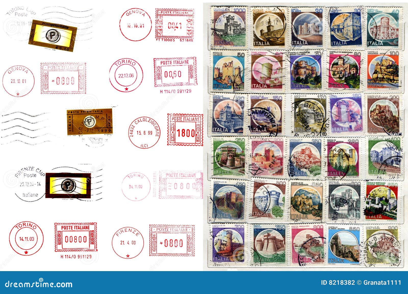 Italian Postmarks, Labels, Post Stamps Editorial Photography - Image of ...