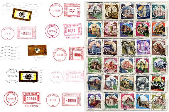 Italian Postmarks, Labels, Post Stamps Editorial Photography - Image of ...
