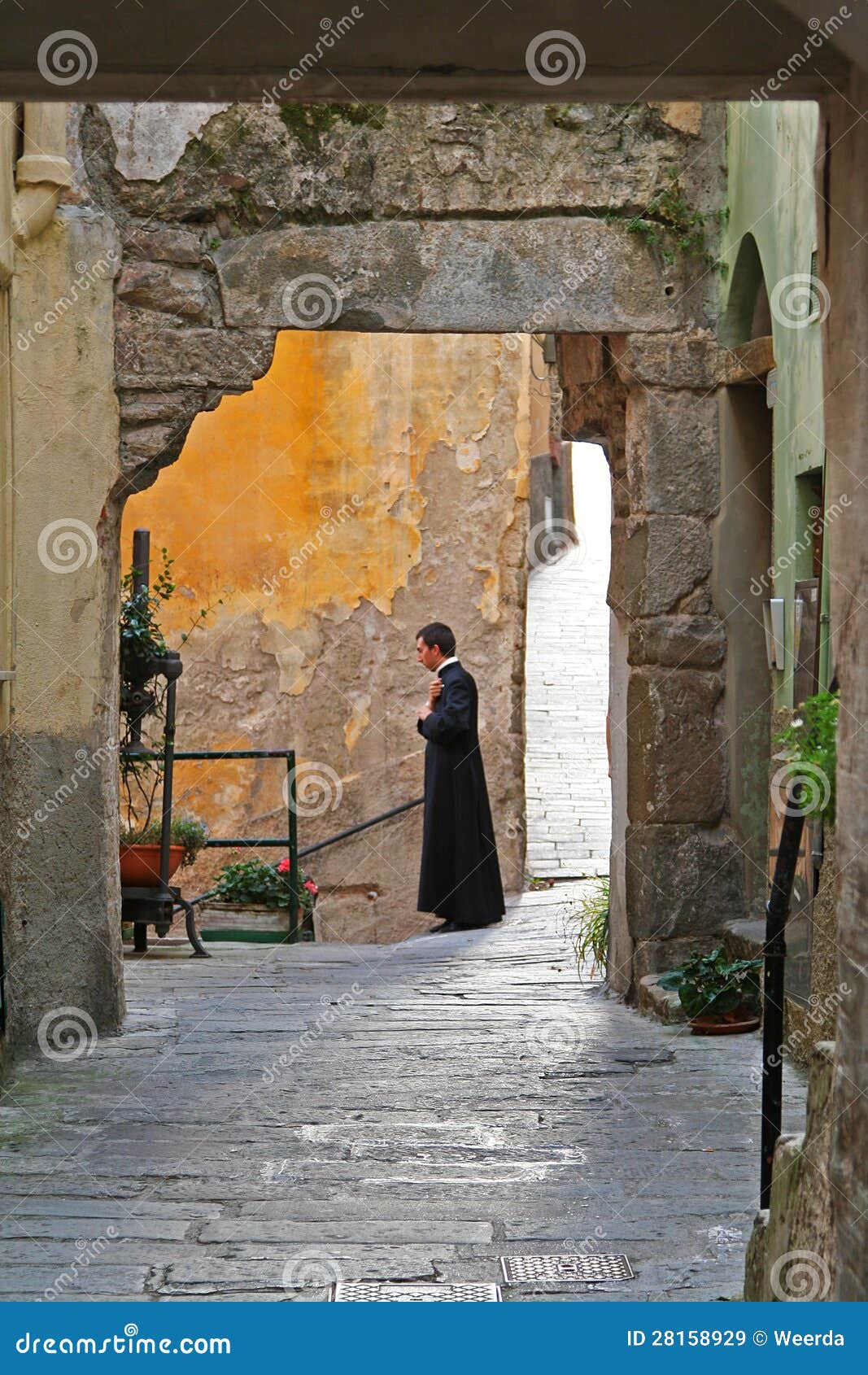 Italian Priest in Small Streets Editorial Stock Image - Image of ...