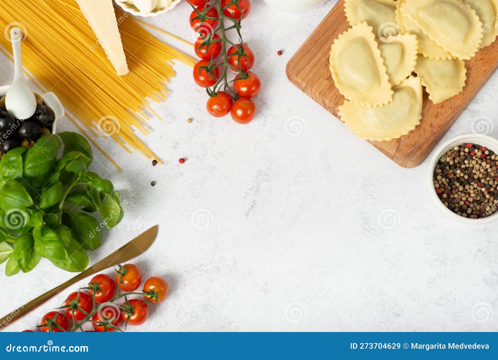 Italian Products on White Table Stock Image - Image of lunch ...