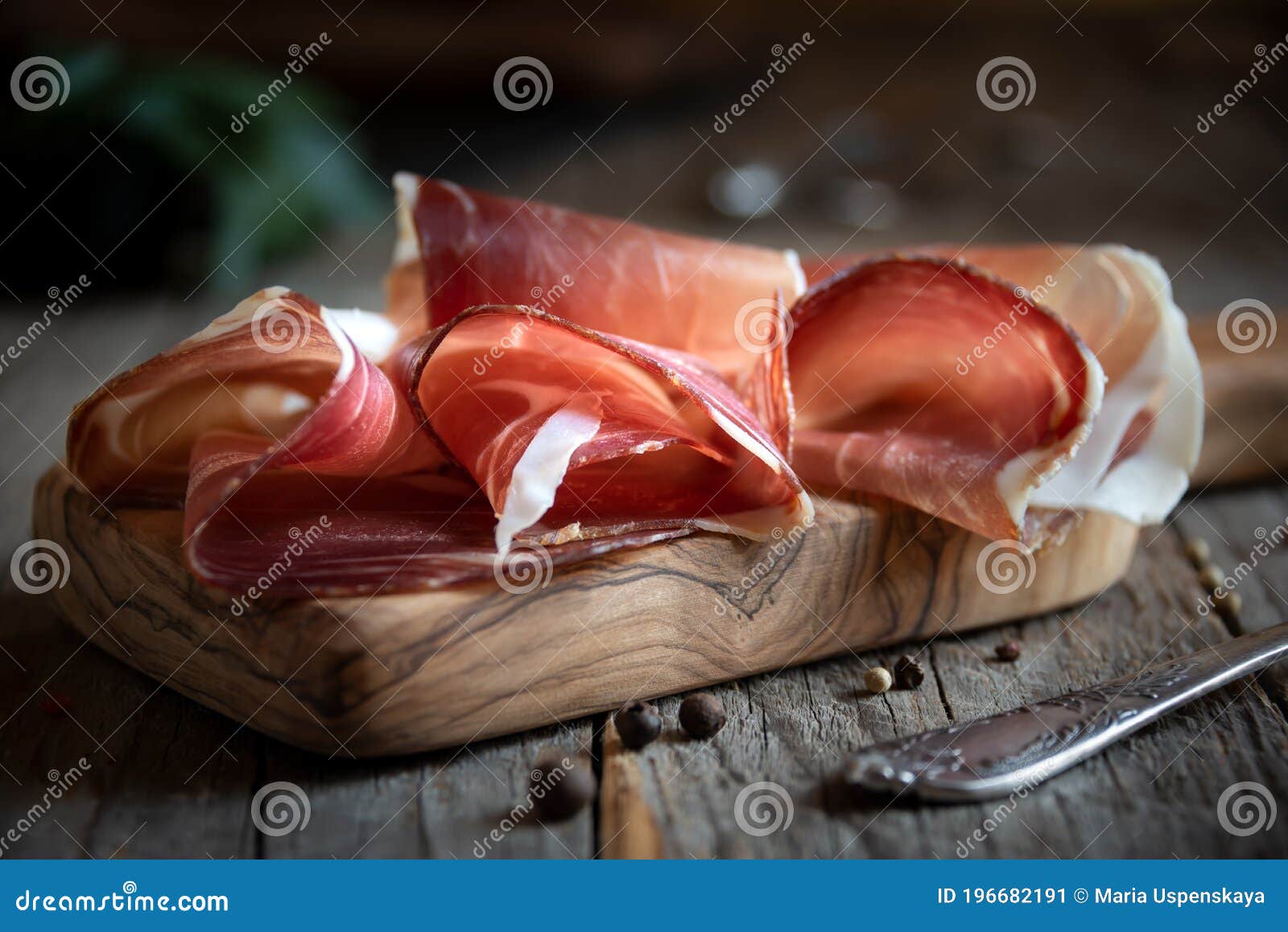 Italian Prosciutto or Jamon with Rosemary, Raw Ham Stock Image - Image ...
