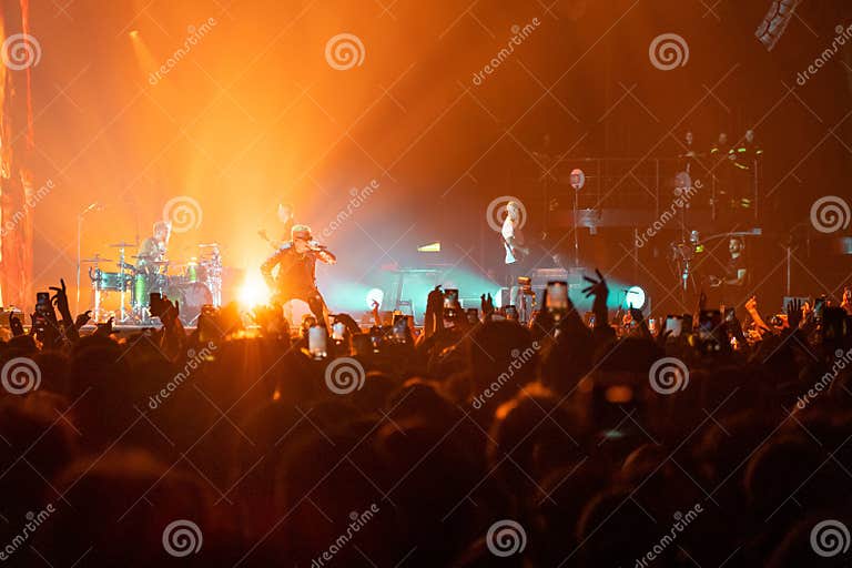 Italian Rapper Salmo Performing on Stage at Unipol Arena in Bologna ... Italian Rapper Salmo Performing on Stage at Unipol Arena in Bologna ...