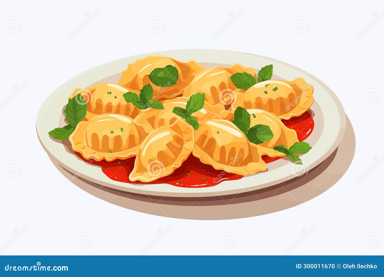 Italian Ravioli Isolated Vector Style Illustration Stock Vector ...