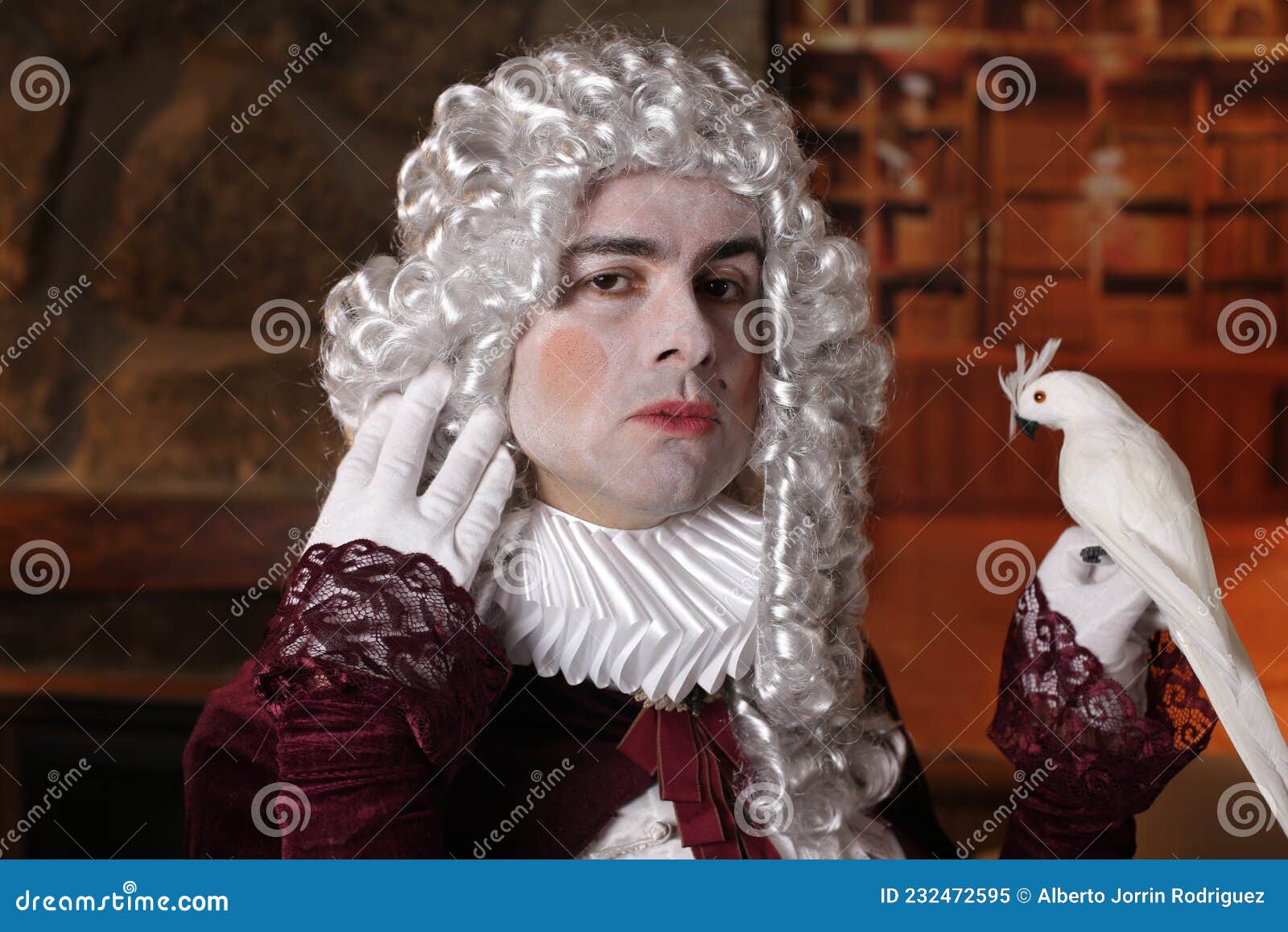 Italian Renaissance Man Holding White Bird Stock Image - Image of ...