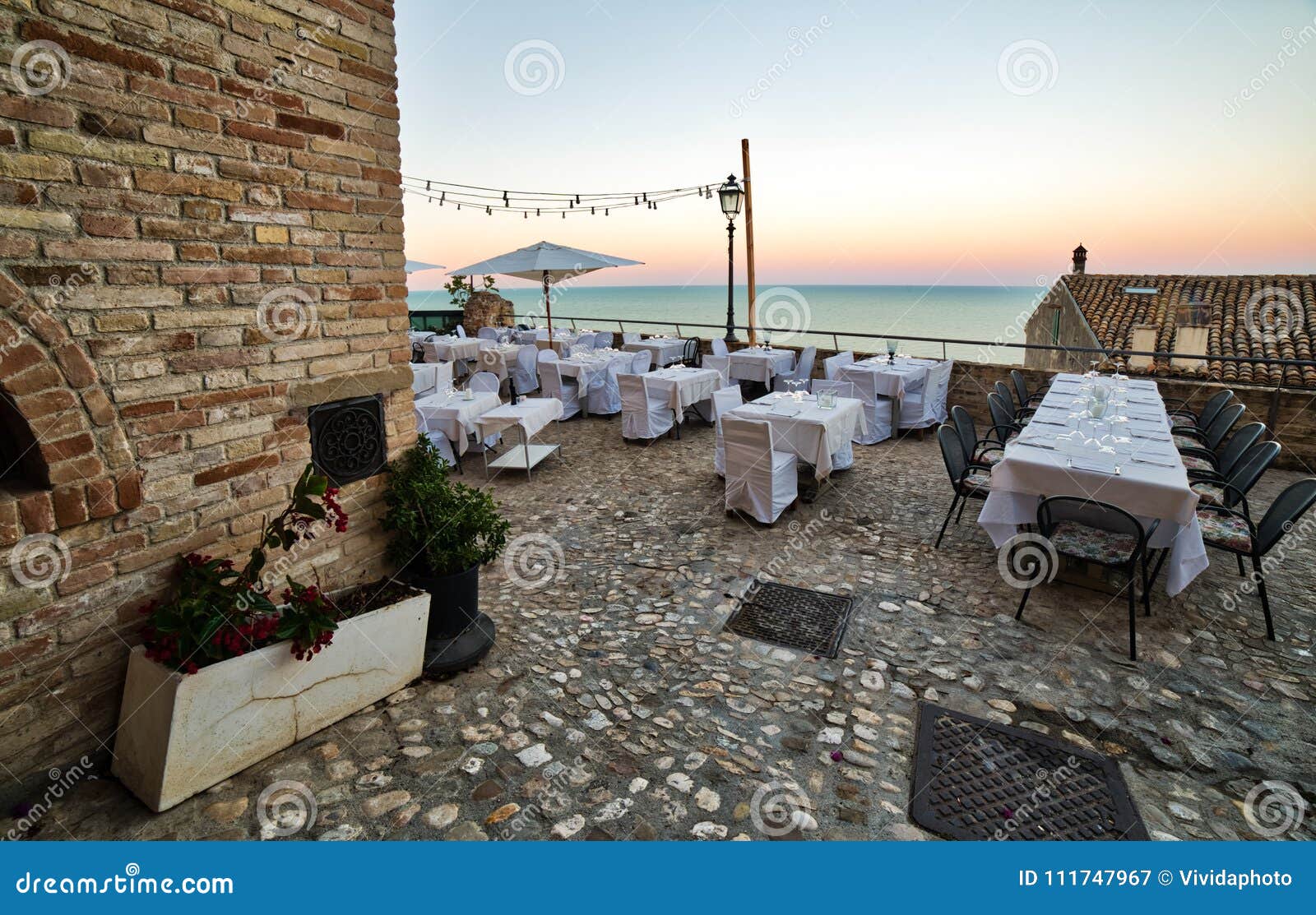 Italian Restaurant with Sea View Stock Image - Image of adriatic ...