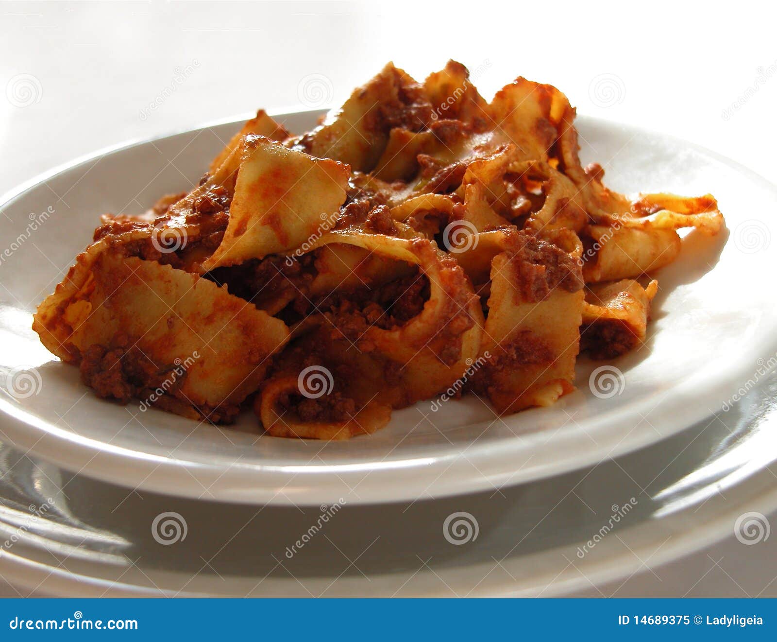 Italian Ribbon Pasta with Meat Sauce Stock Image - Image of lunch ...