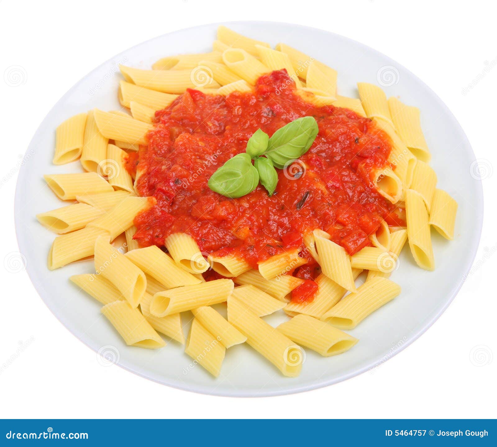Italian Rigatoni Pasta Meal Stock Image - Image of basil, isolated: 5464757