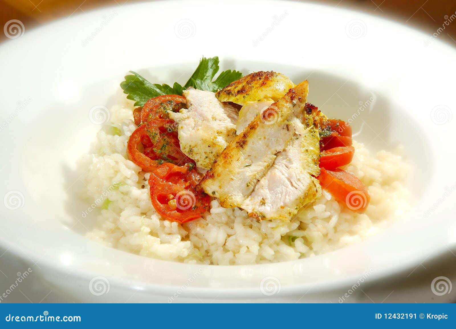 Italian risotto w chicken stock image. Image of leaf - 12432191