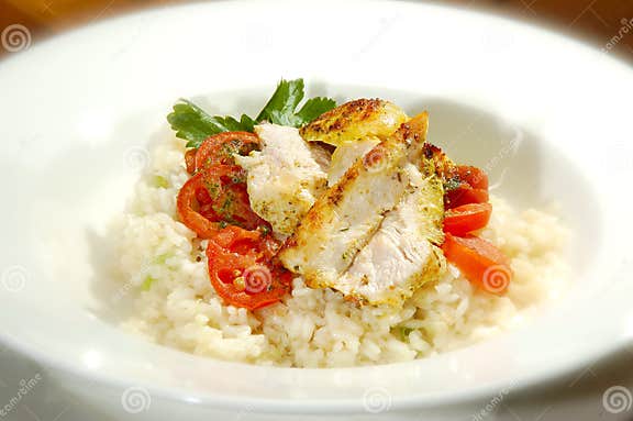 Italian risotto w chicken stock image. Image of leaf - 12432191