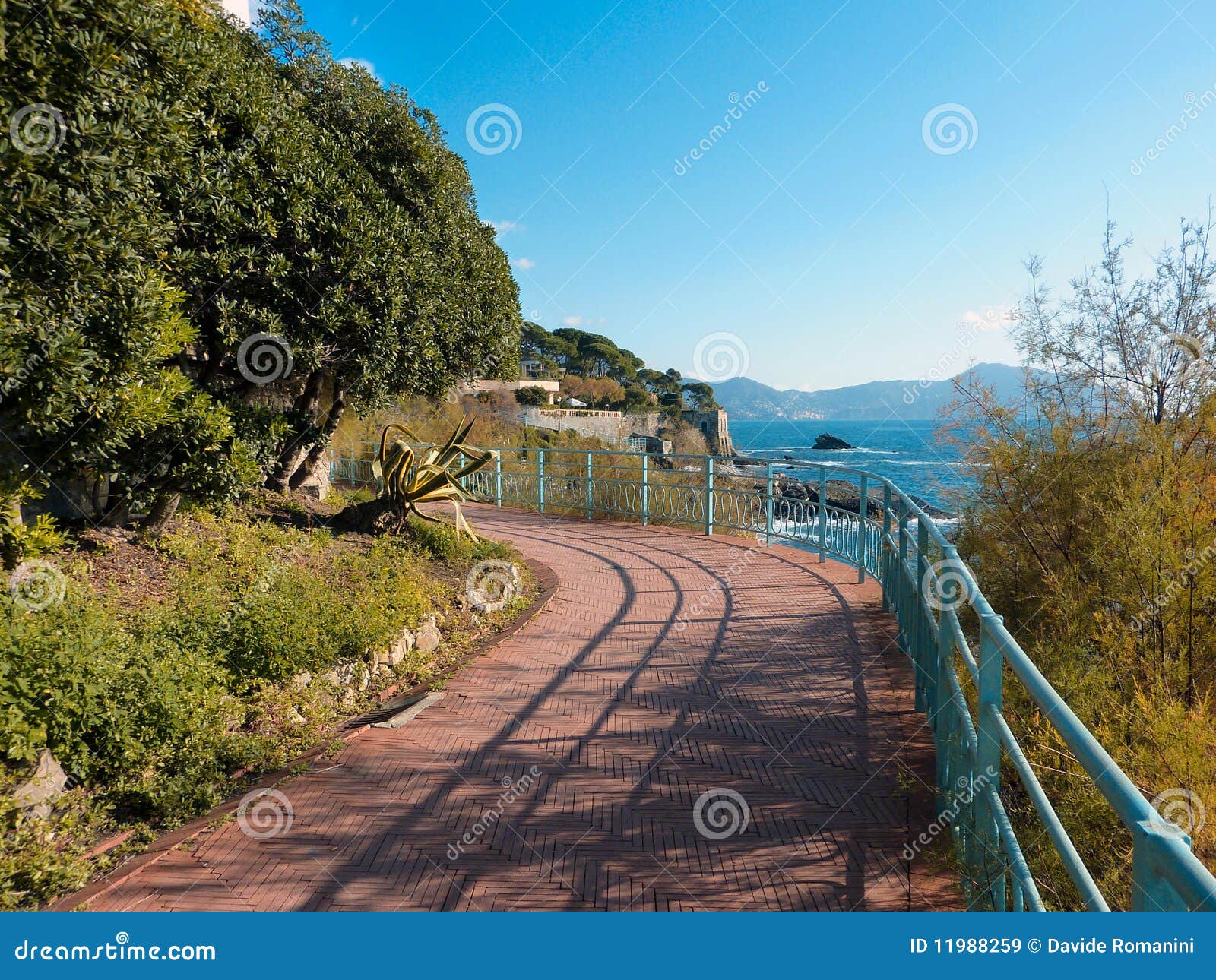 Italian Riviera promenade stock image. Image of green - 11988259