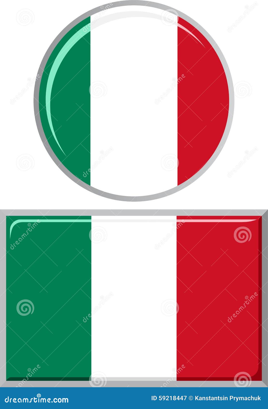 Italian Round and Square Icon Flag. Vector Stock Vector - Illustration ...