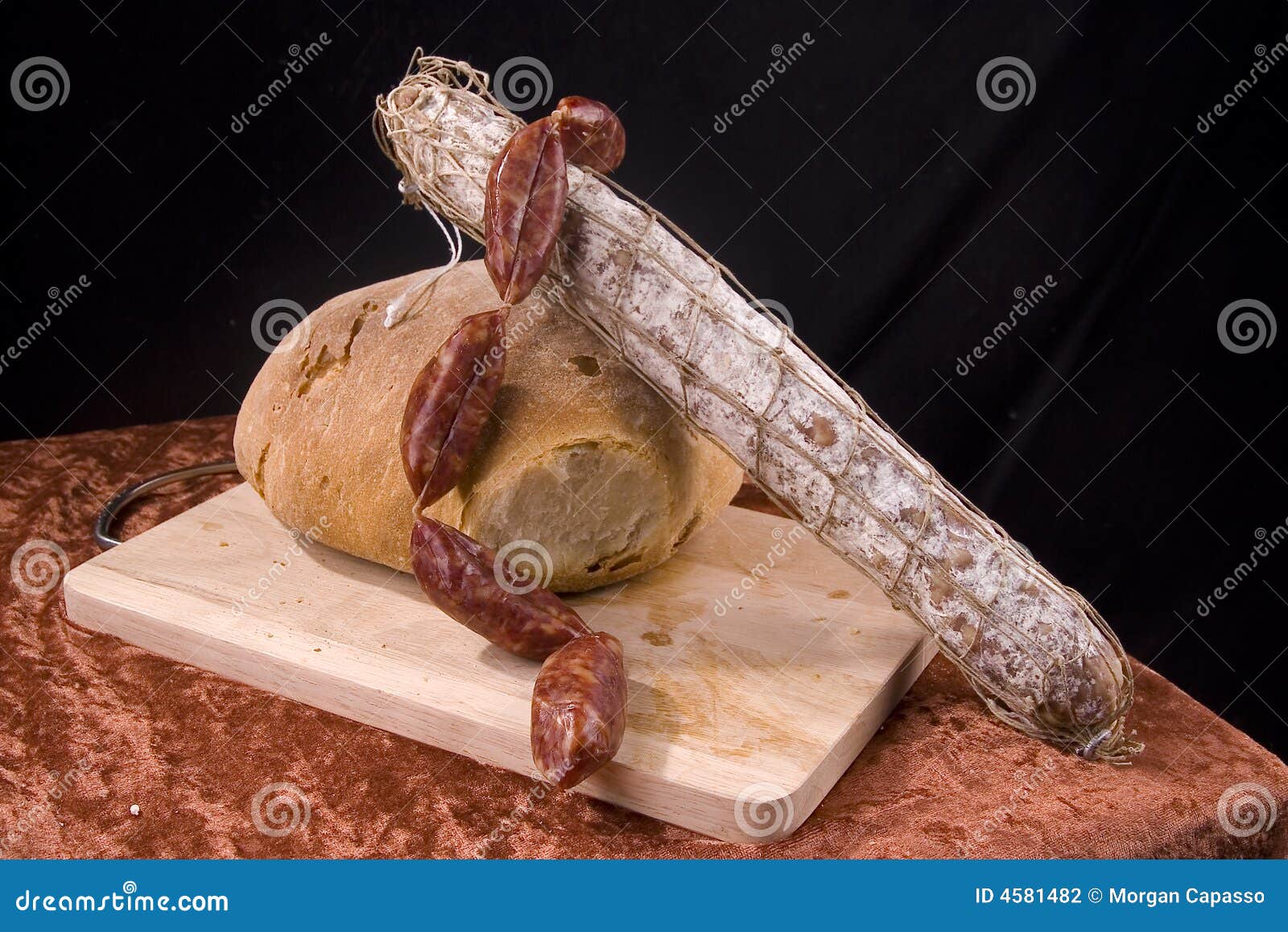 Italian Salami and Fresh Bread Stock Photo - Image of roll, deli: 4581482