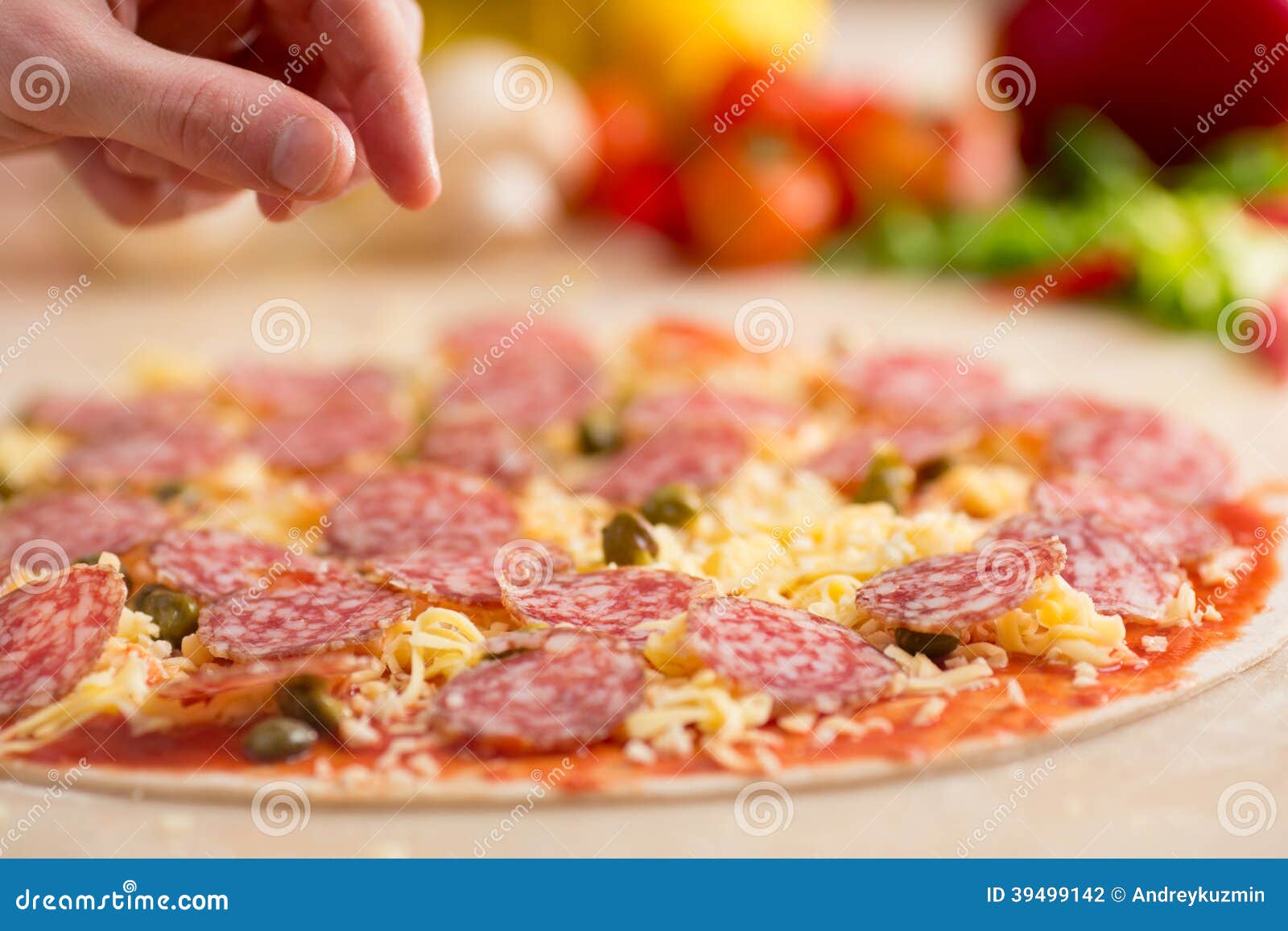 Italian Salami Pizza Making Stock Photo - Image of chef, pizza: 39499142