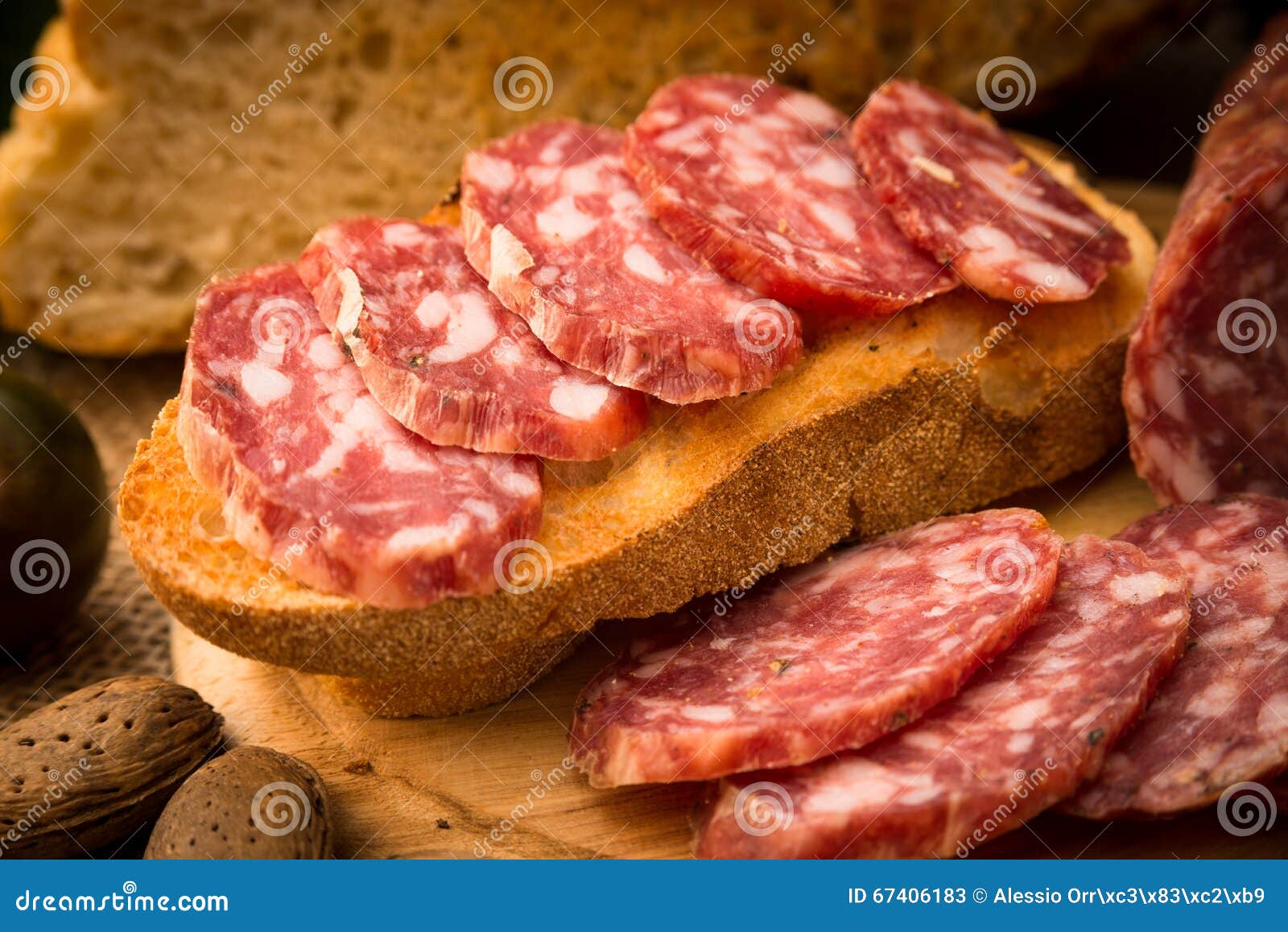 Italian salami stock image. Image of pork, meal, tasty - 67406183