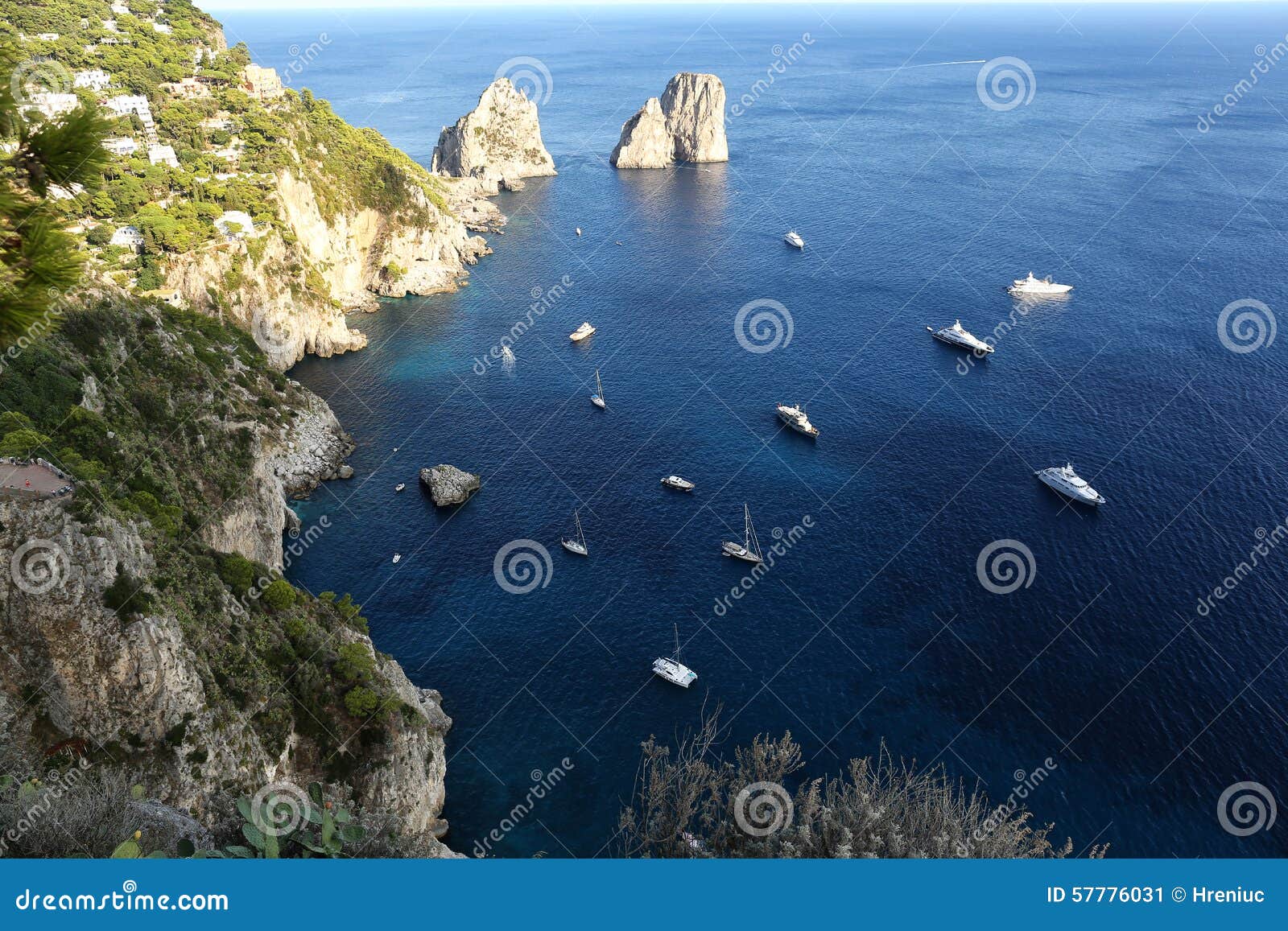 Italian Seascape with Rocks and Ships Stock Image - Image of mountains ...