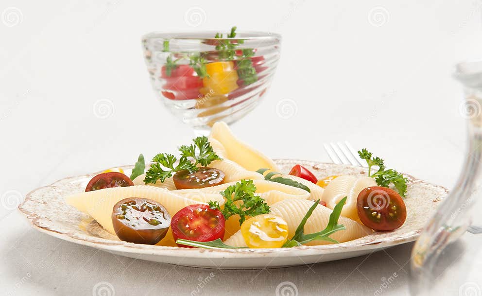 Italian Shell Pasta with Tomato Stock Image - Image of pasta, shell ...