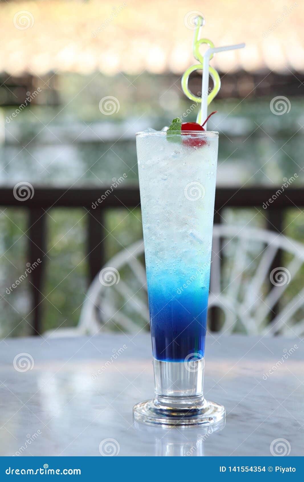 Italian soda Blue Curacao stock photo. Image of lemonade - 141554354